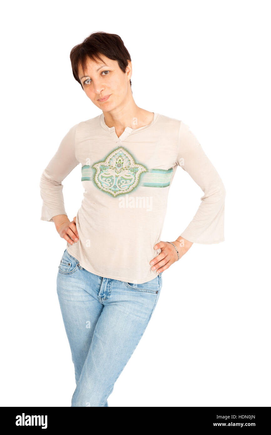 Beautiful woman doing different expressions in different sets of ...