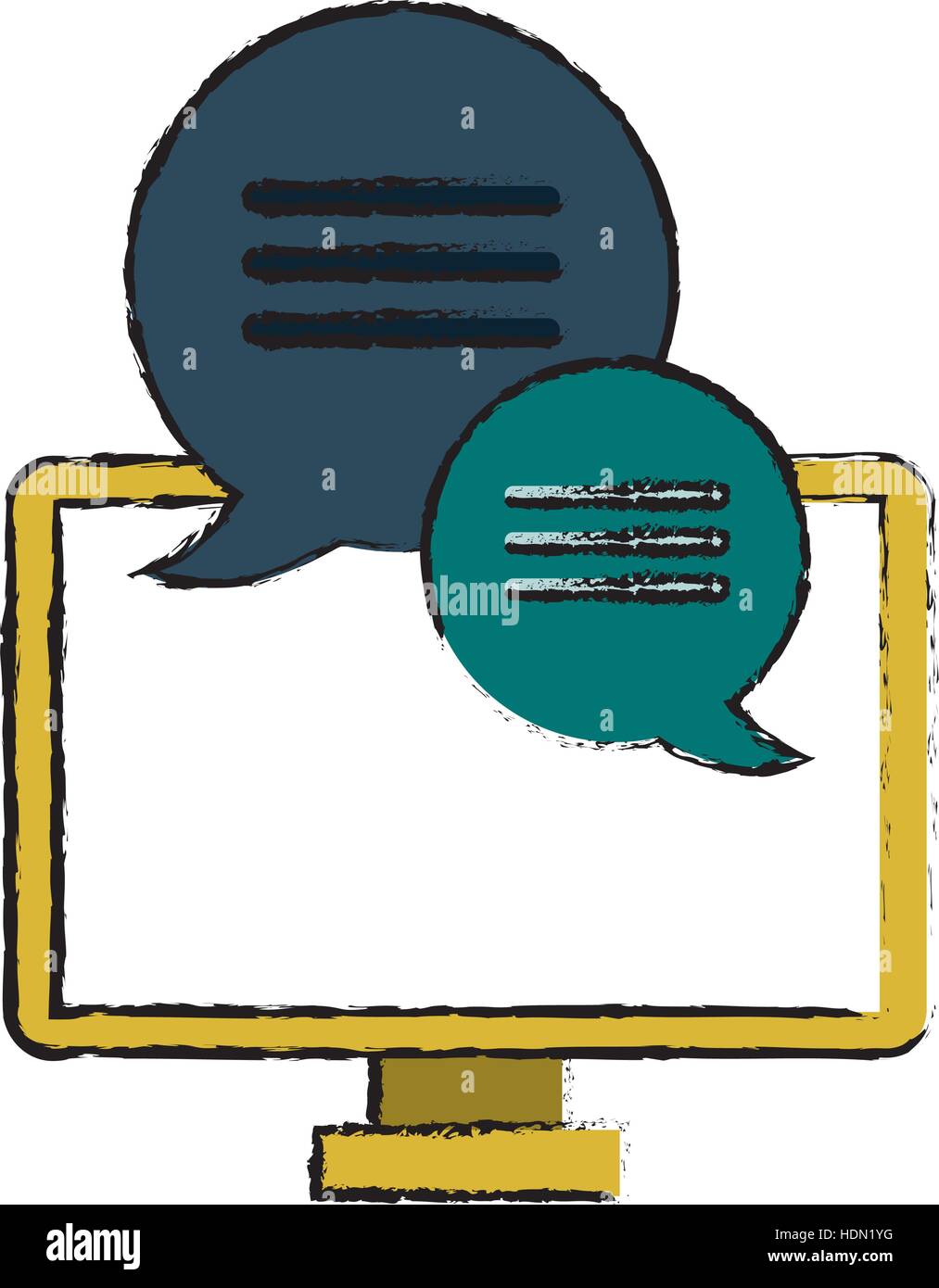 computer conversation communication bubble speech sketch Stock Vector ...