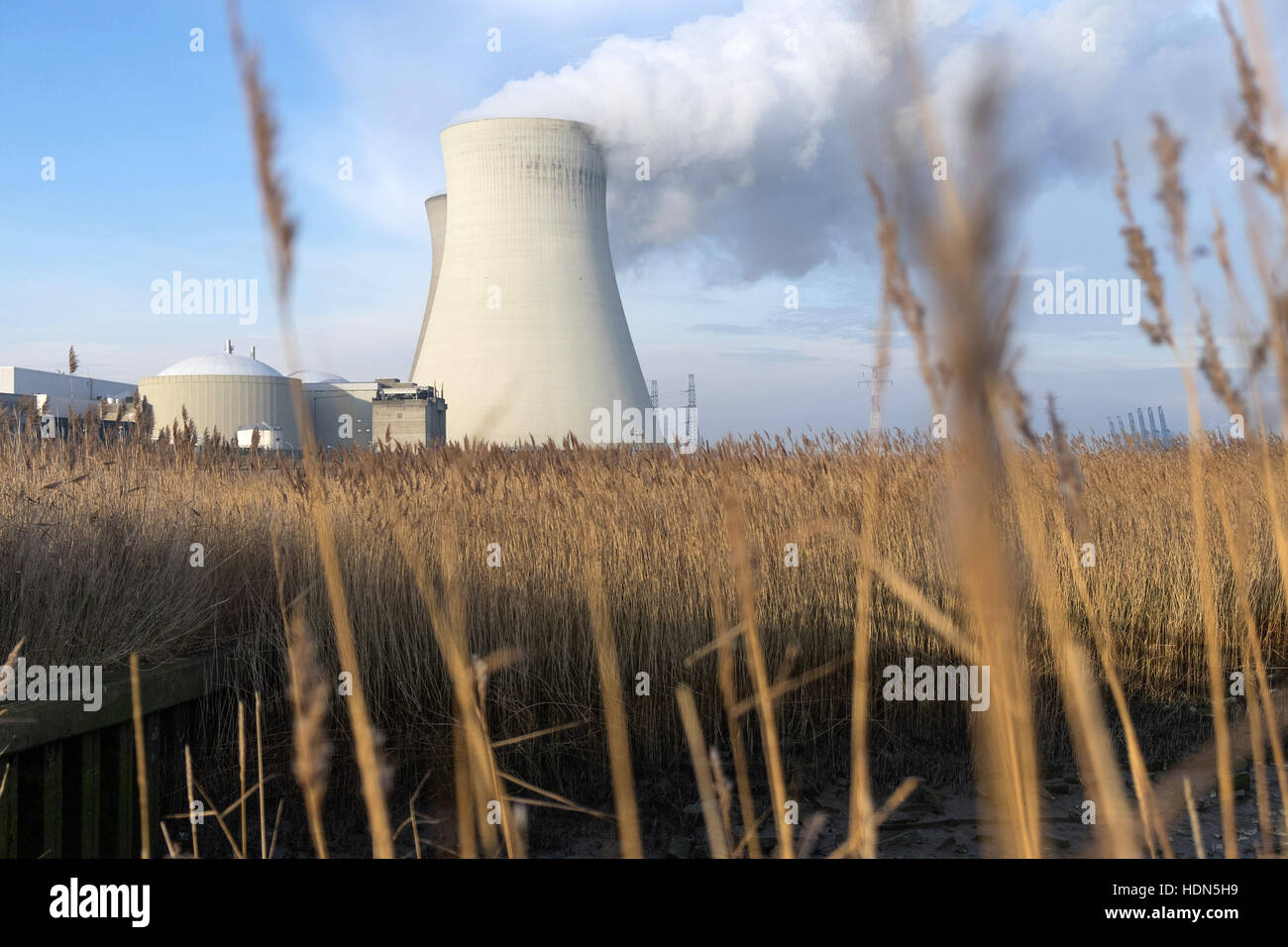 Doel, Belgium. 9th Dec, 2016. Belgium, Doel. The cooling towers of the ...