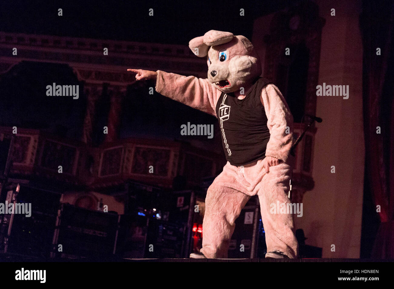 Chicago, Illinois, USA. 23rd Oct, 2016. The infmaous 'Pink Bunny' warms ...