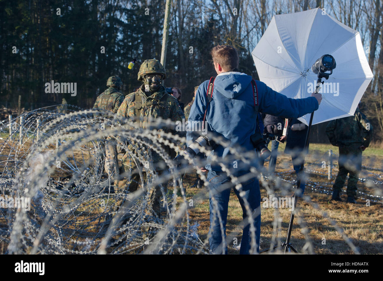 Soldiers in their basic training are interacting with journalist on the ...
