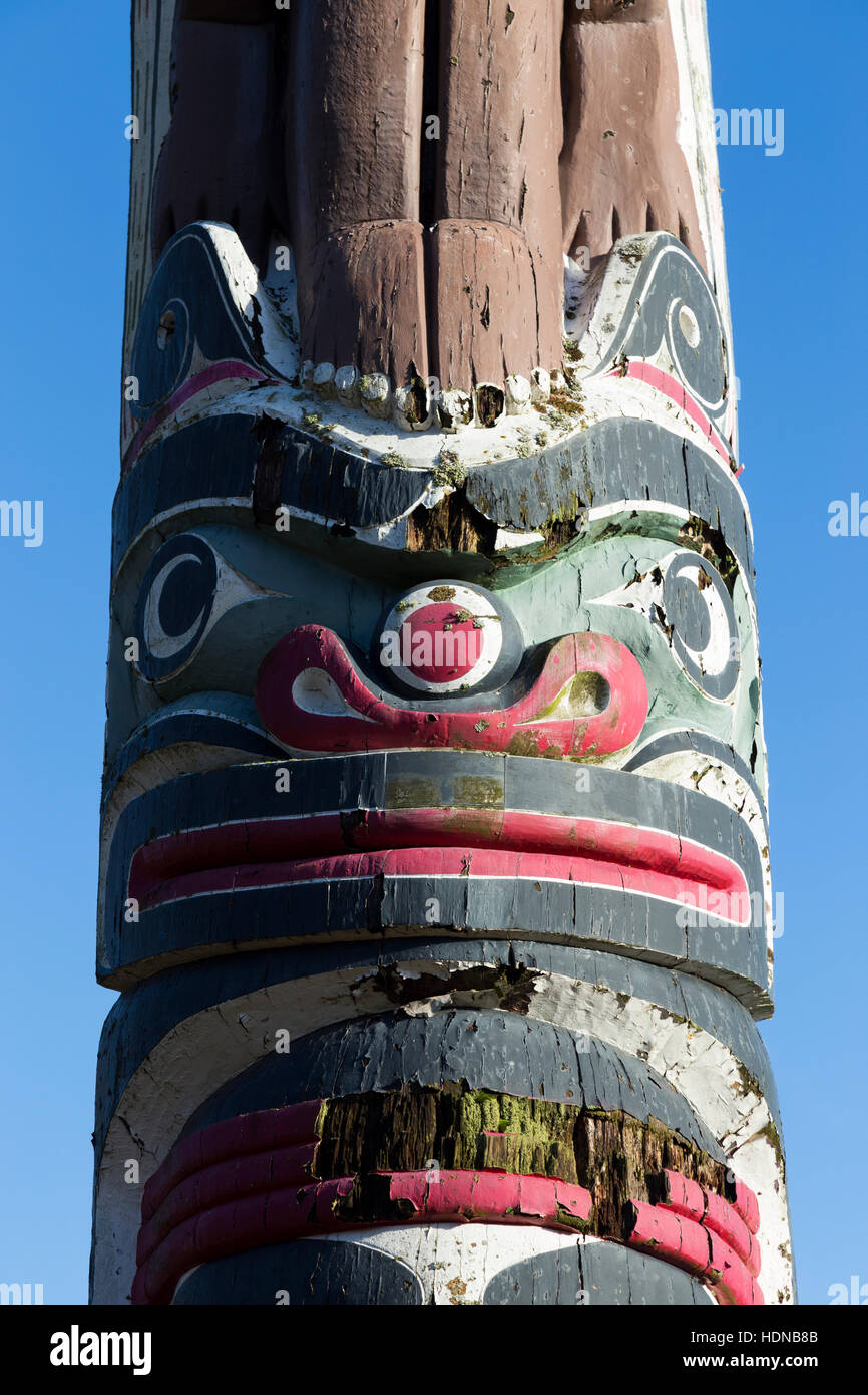 Totem Pole, Virginia Water, erected 1958 to mark the centenary of the ...