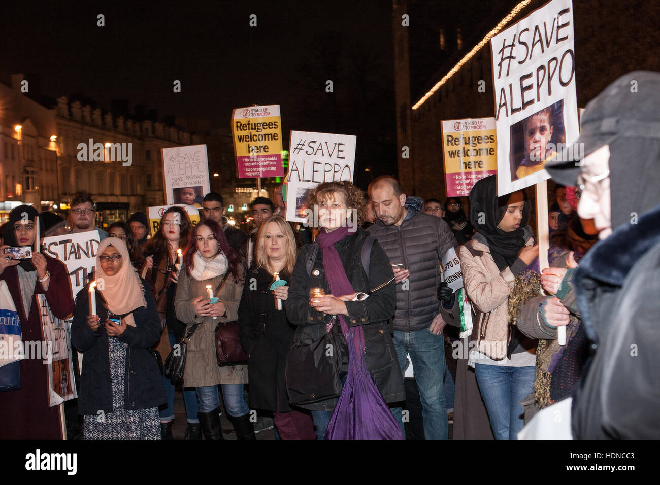 Cardiff, UK. 14th December, 2016. #SaveAleppo protest rally outside of ...