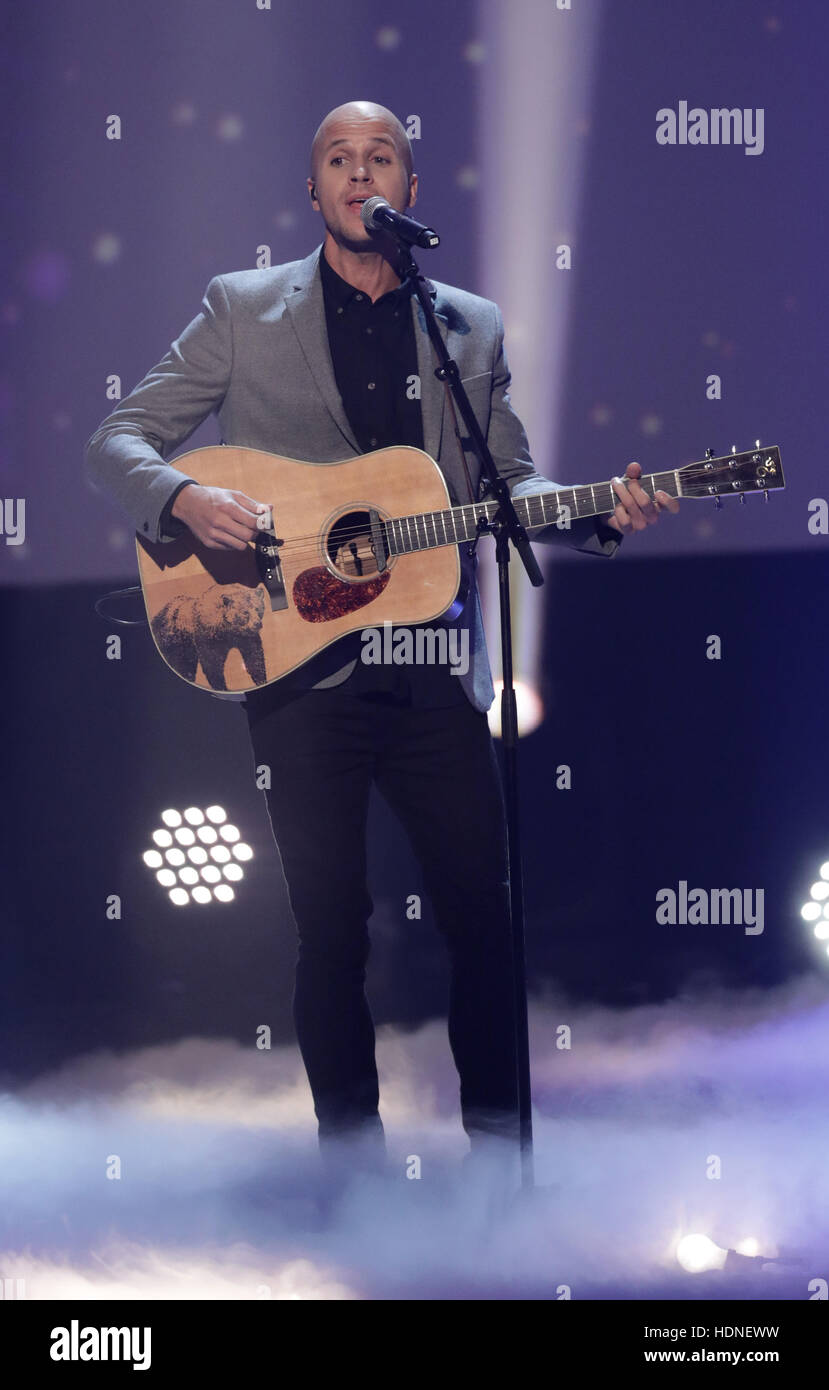 Singer Milow on stage during the 22nd Jose Carreras Gala in Berlin ...
