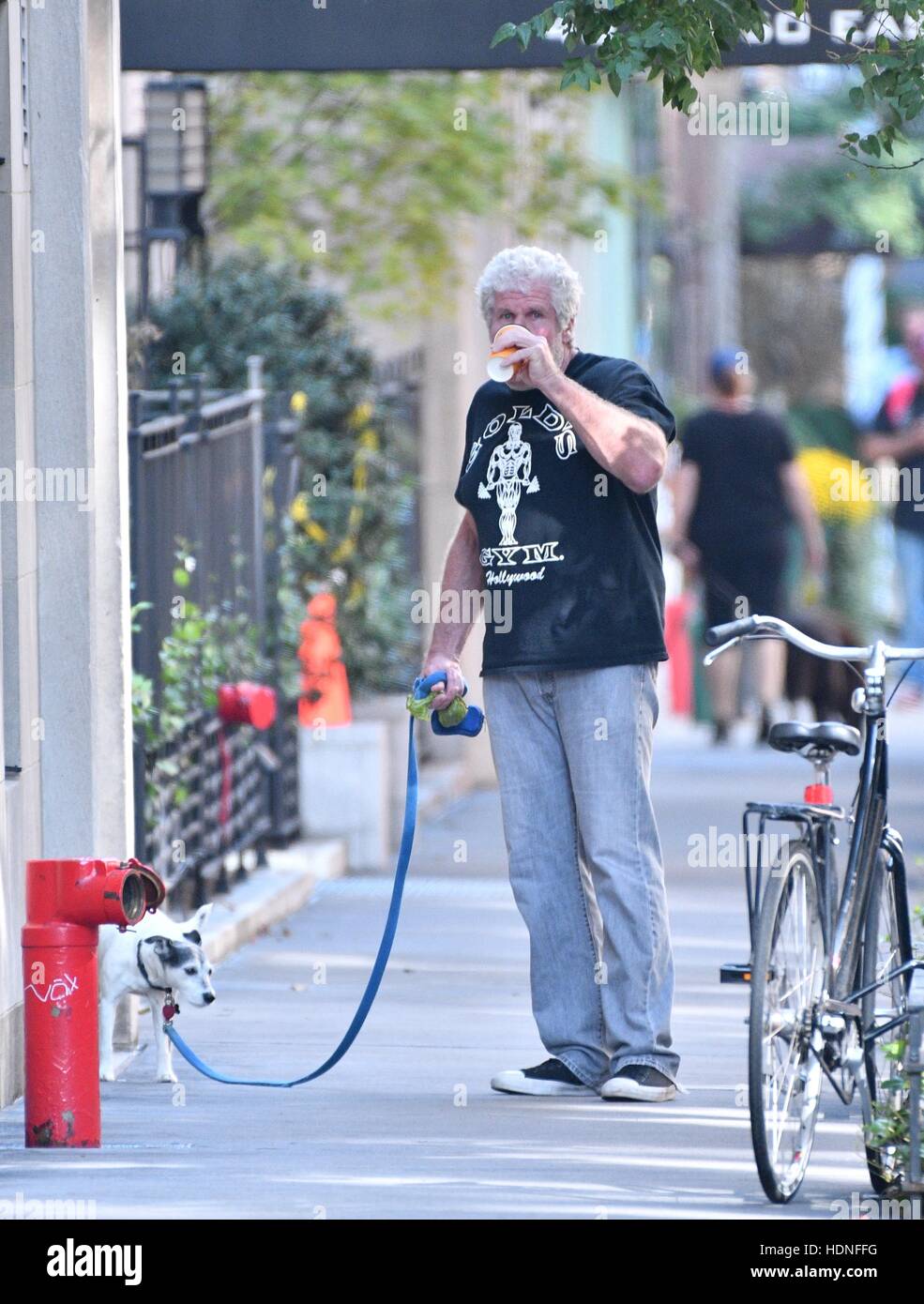 Ron Perlman walking his dog in the East Village Featuring: Ron Perlman ...