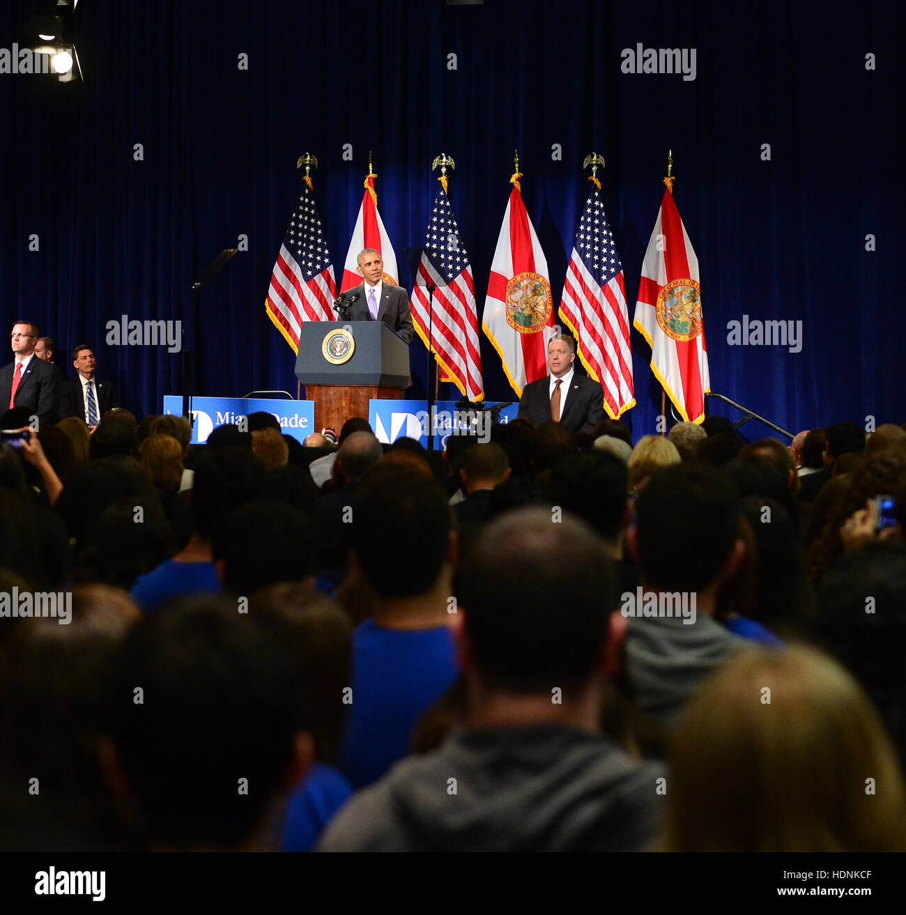 U.S. President Barack Obama speaks during an event at Miami Dade ...