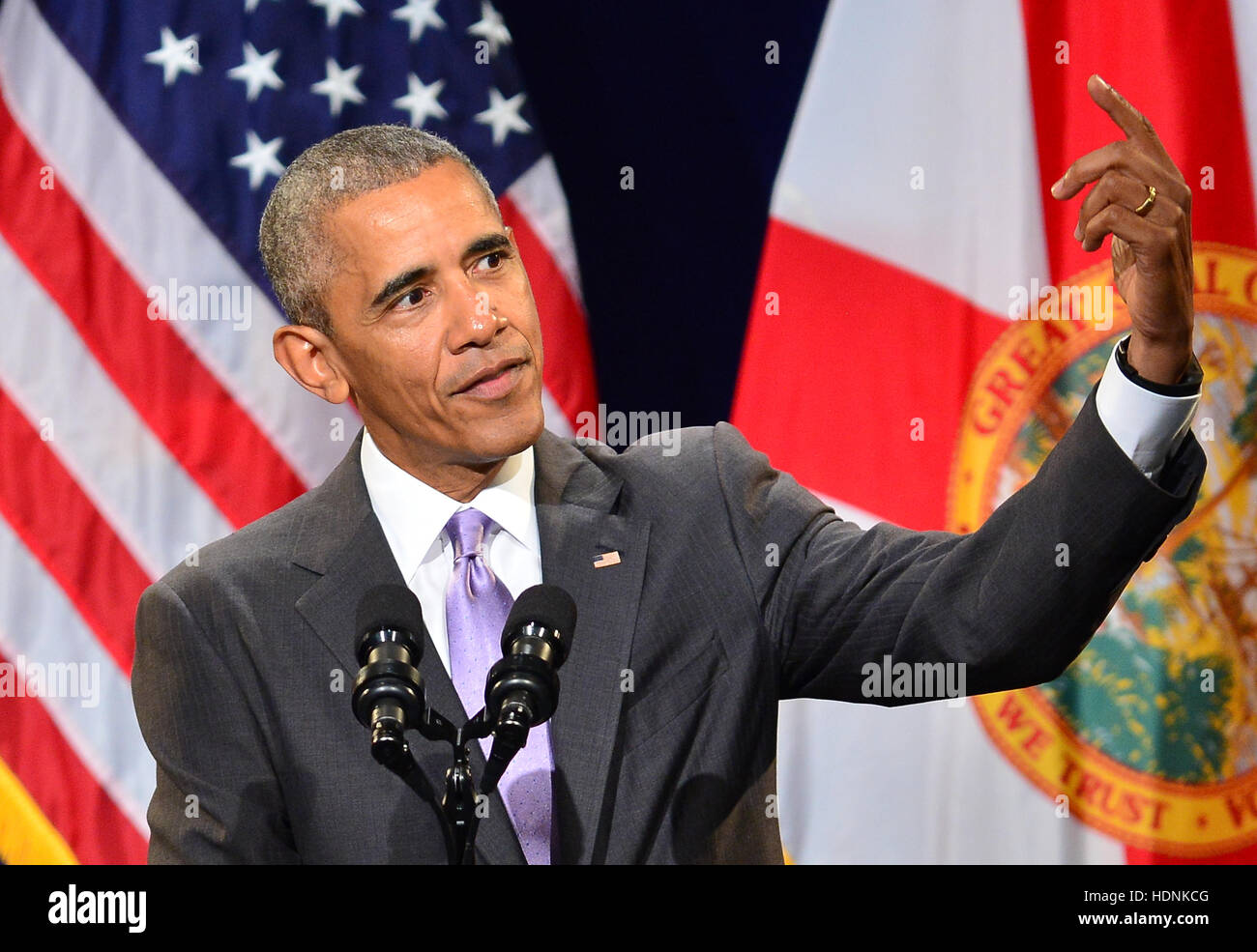 U.S. President Barack Obama speaks during an event at Miami Dade ...