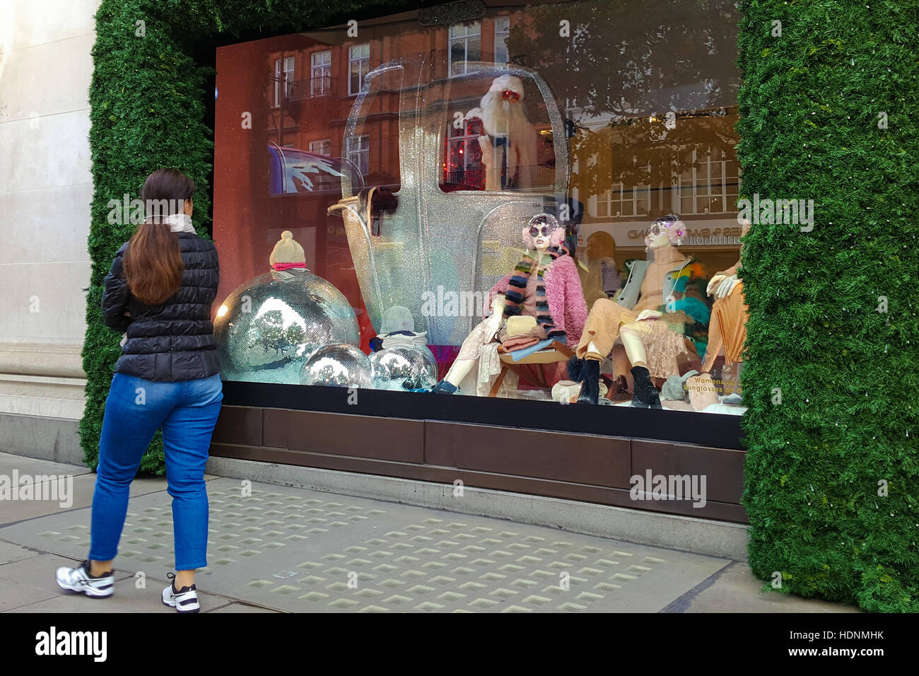 Christmas window display at Selfridges on Oxford Street, London. Where ...