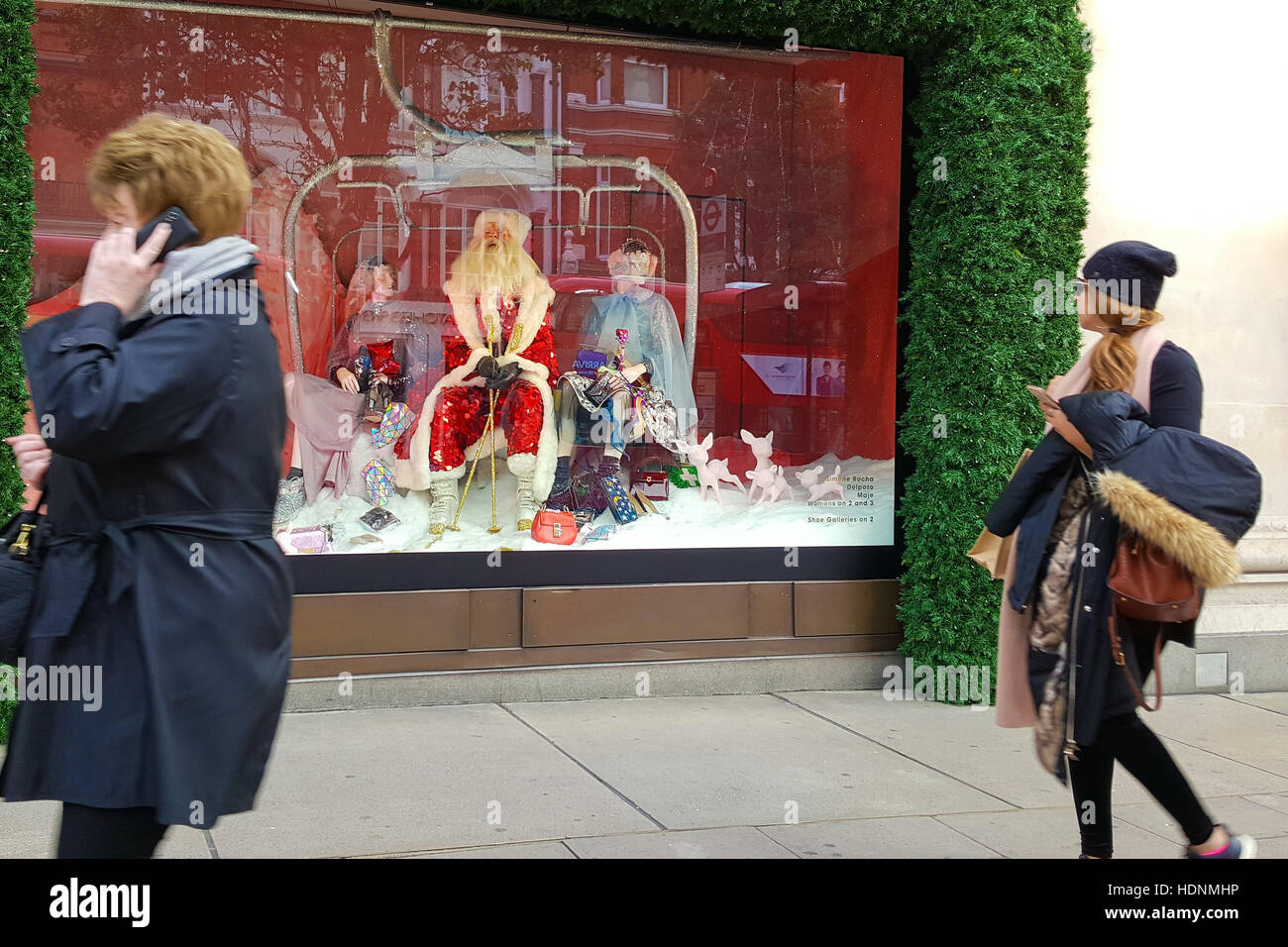 Christmas window display at Selfridges on Oxford Street, London. Where ...