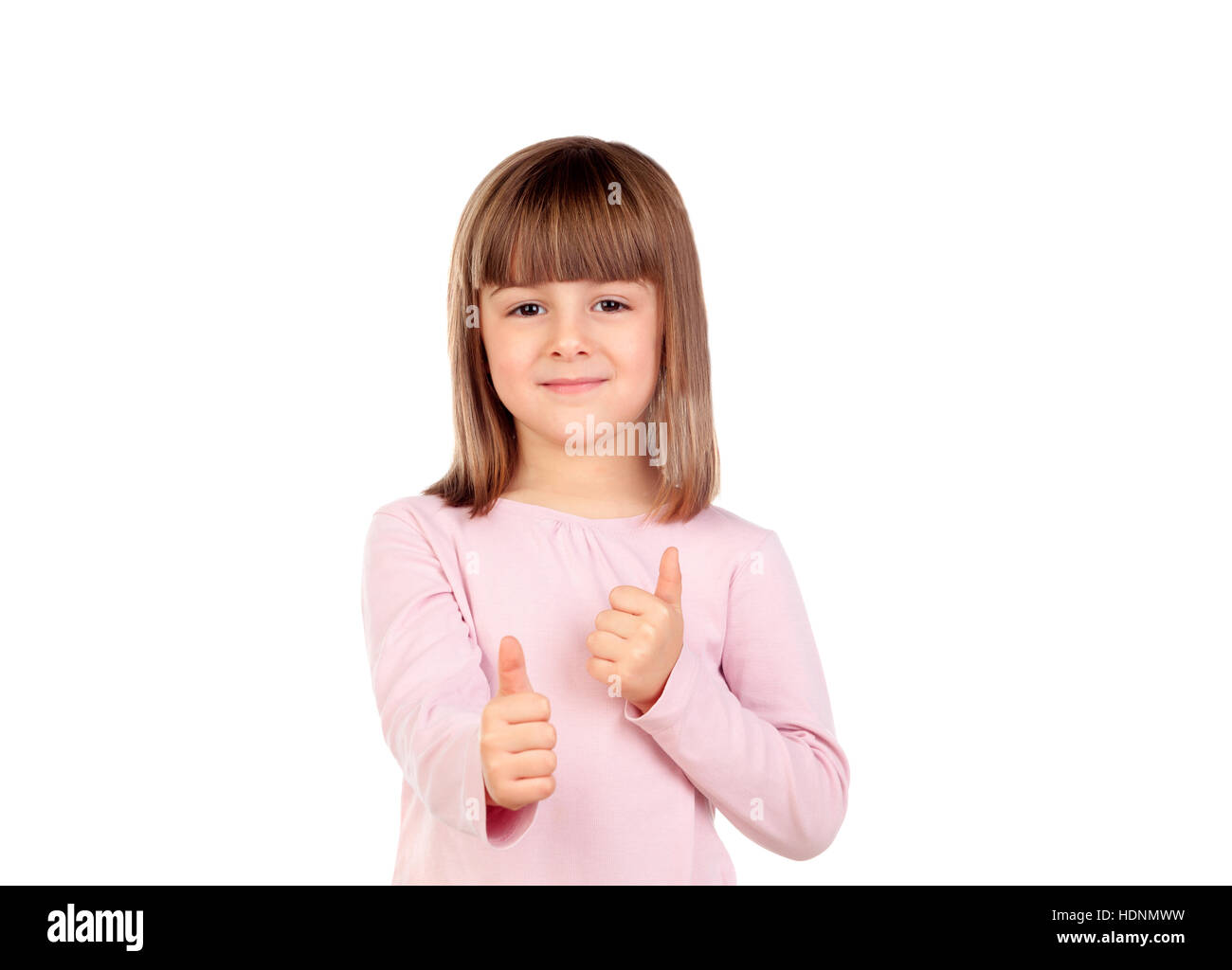 Cute small girl saying Ok isolated on a white background Stock Photo ...