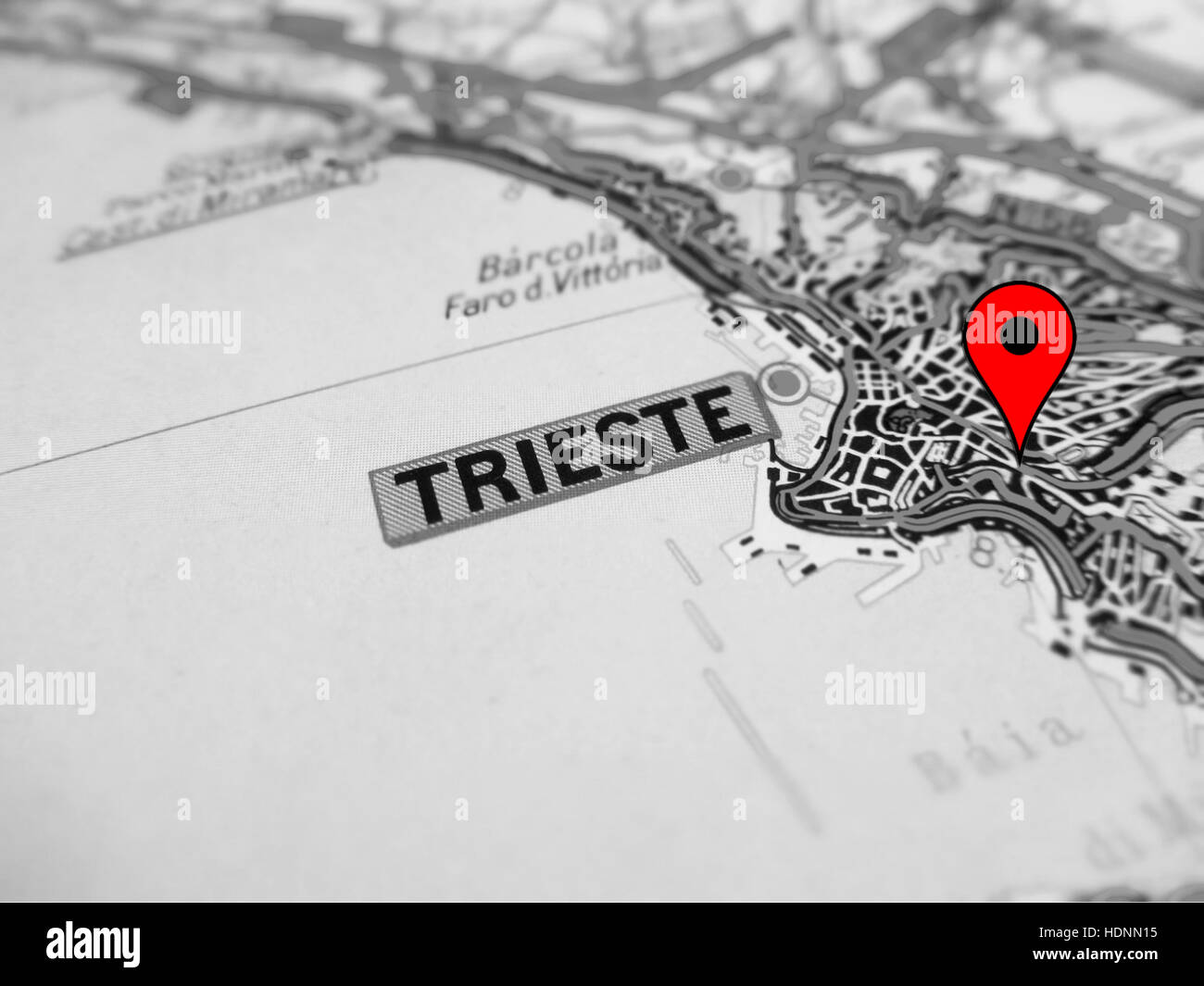 Trieste city over a road map (ITALY Stock Photo - Alamy