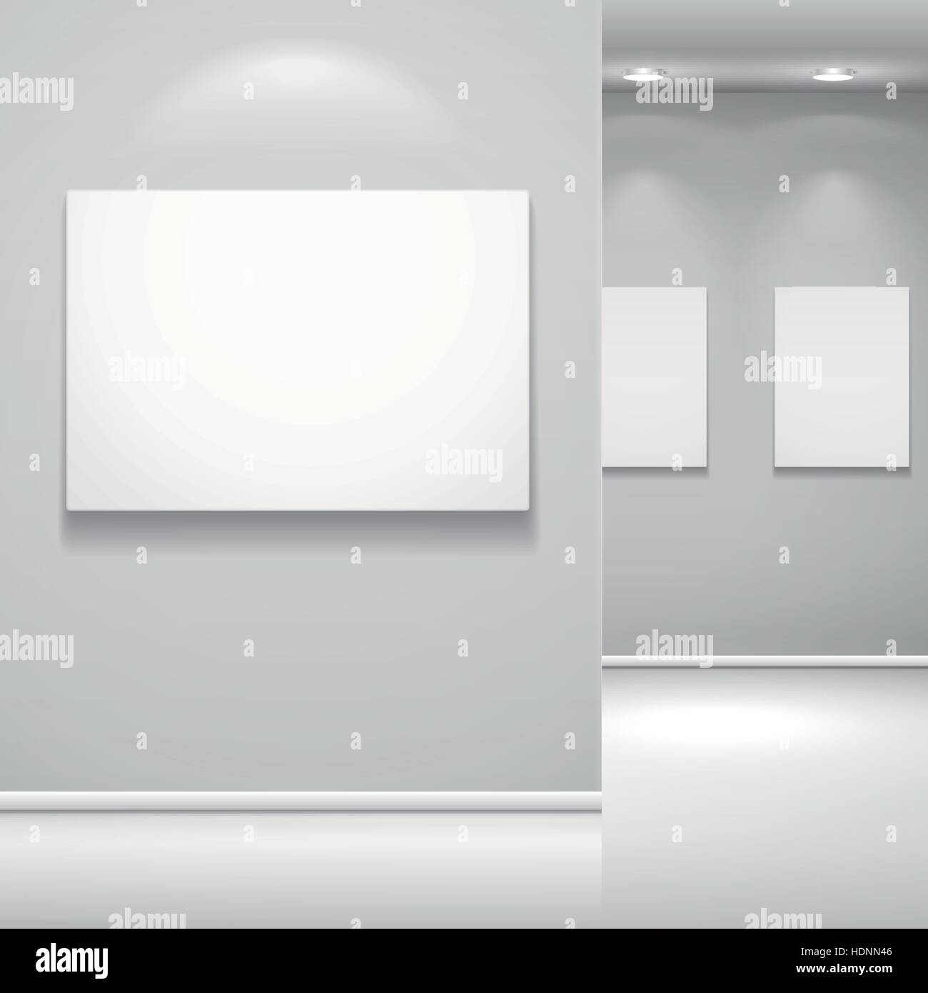 3d vector gallery interior with empty frame on wall Stock Vector Image & Art - Alamy