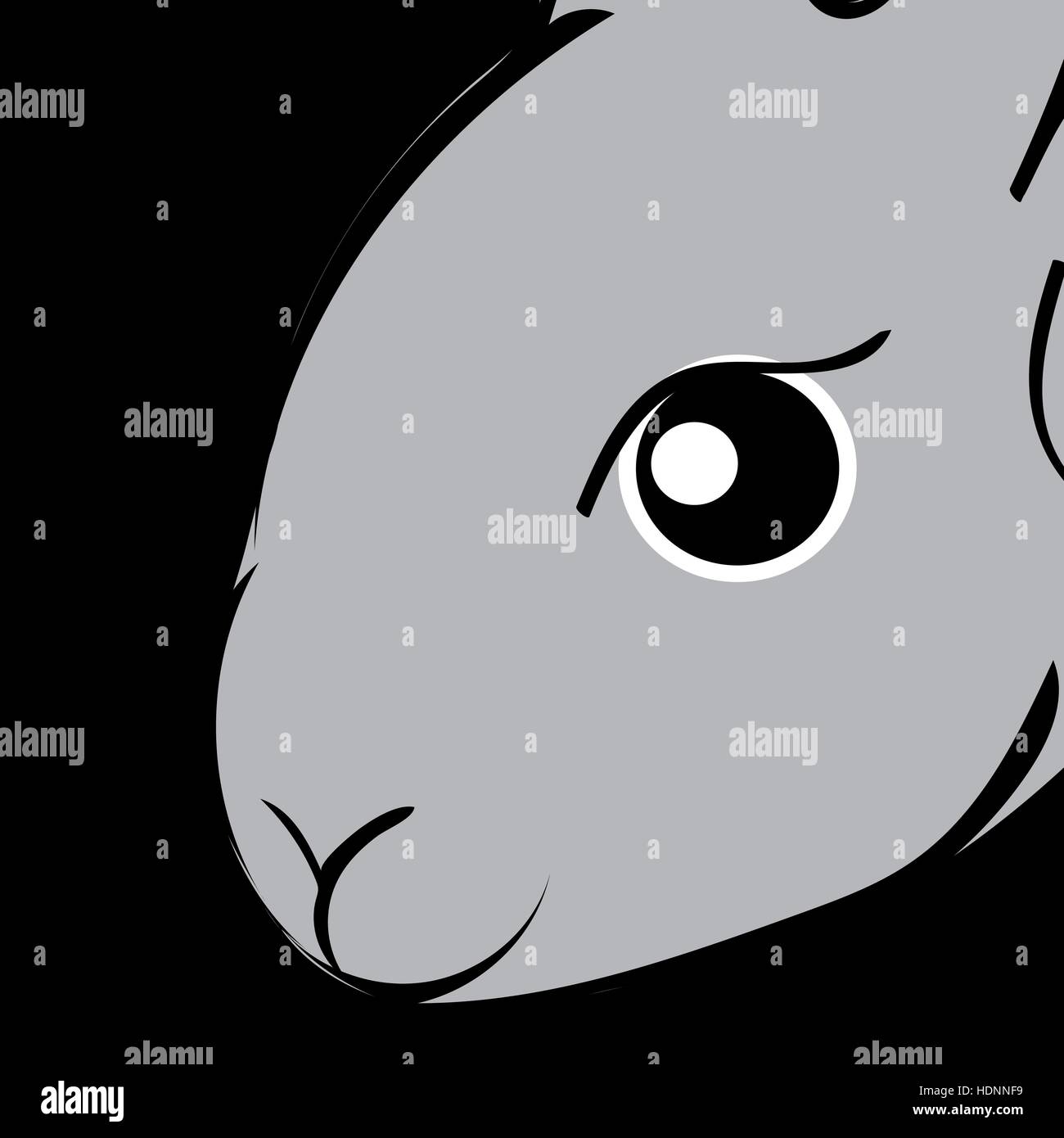 Grey rabbit portrait Stock Vector Images - Alamy