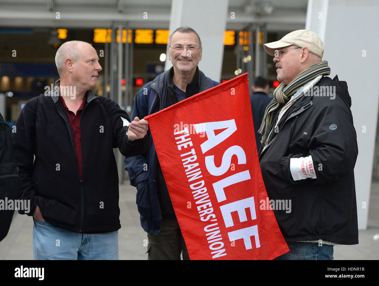 An Aslef picket line at London Bridge station as a strike by train ...