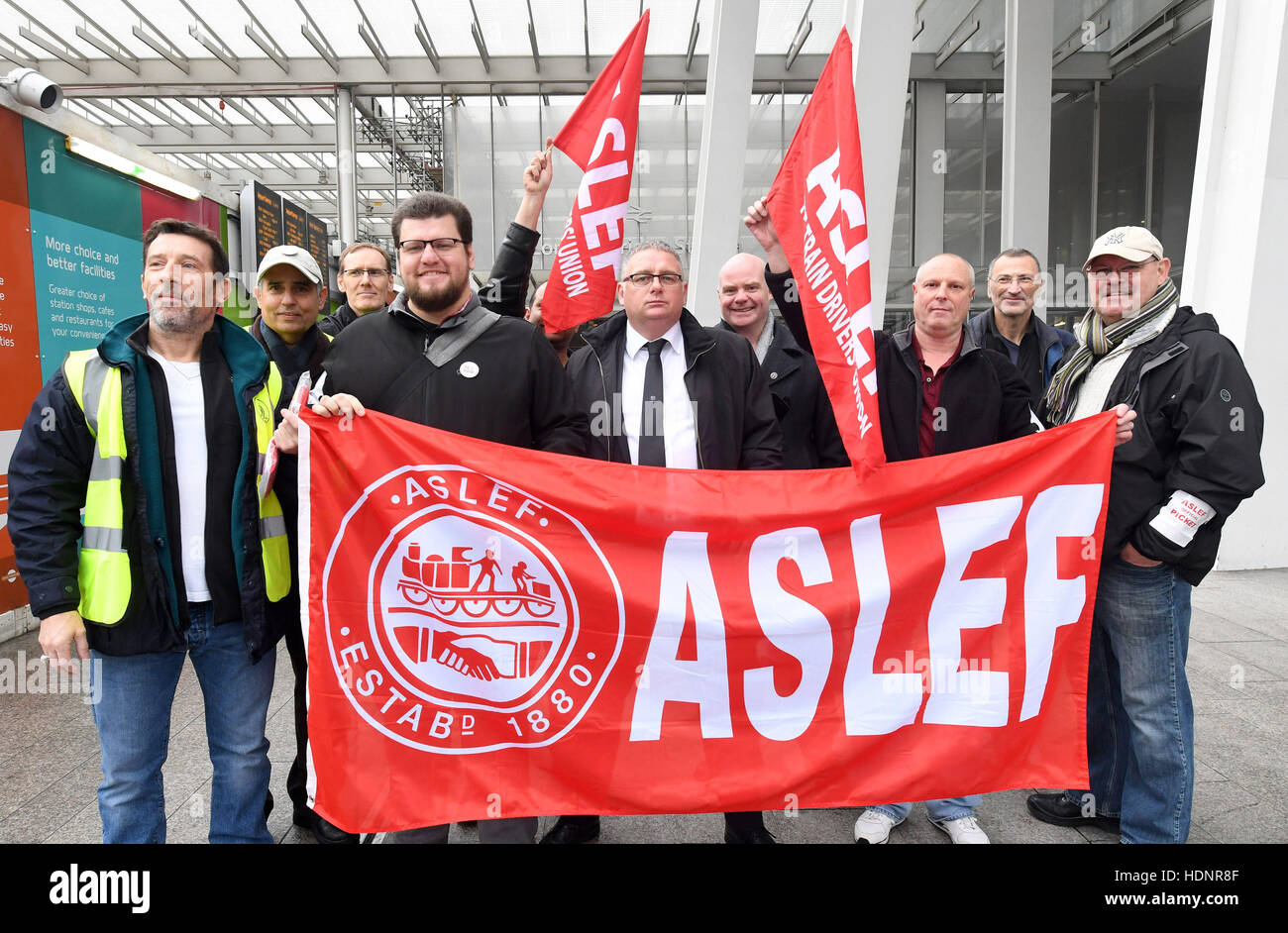 An Aslef picket line at London Bridge station as a strike by train ...