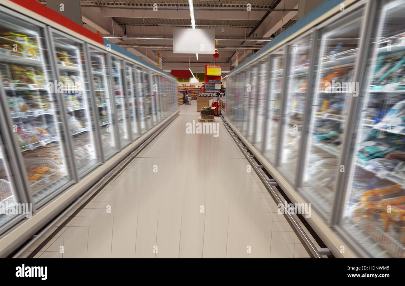 shopping in supermarket, wide view Stock Photo - Alamy