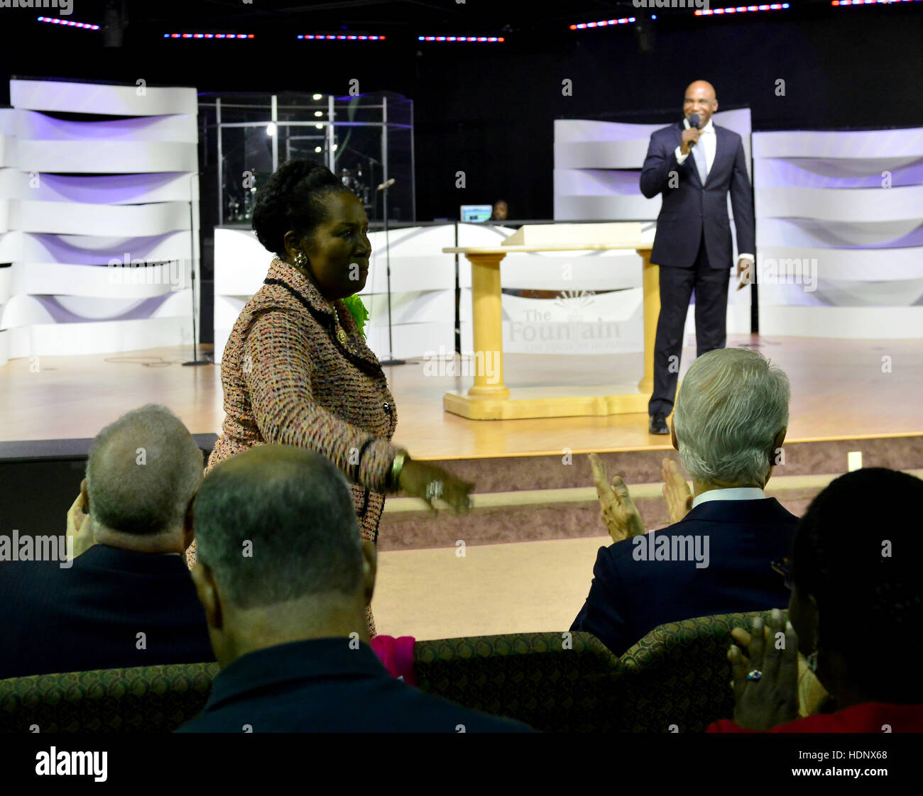 Bill Clinton, former U.S. President, speaking at the Fountain of New ...