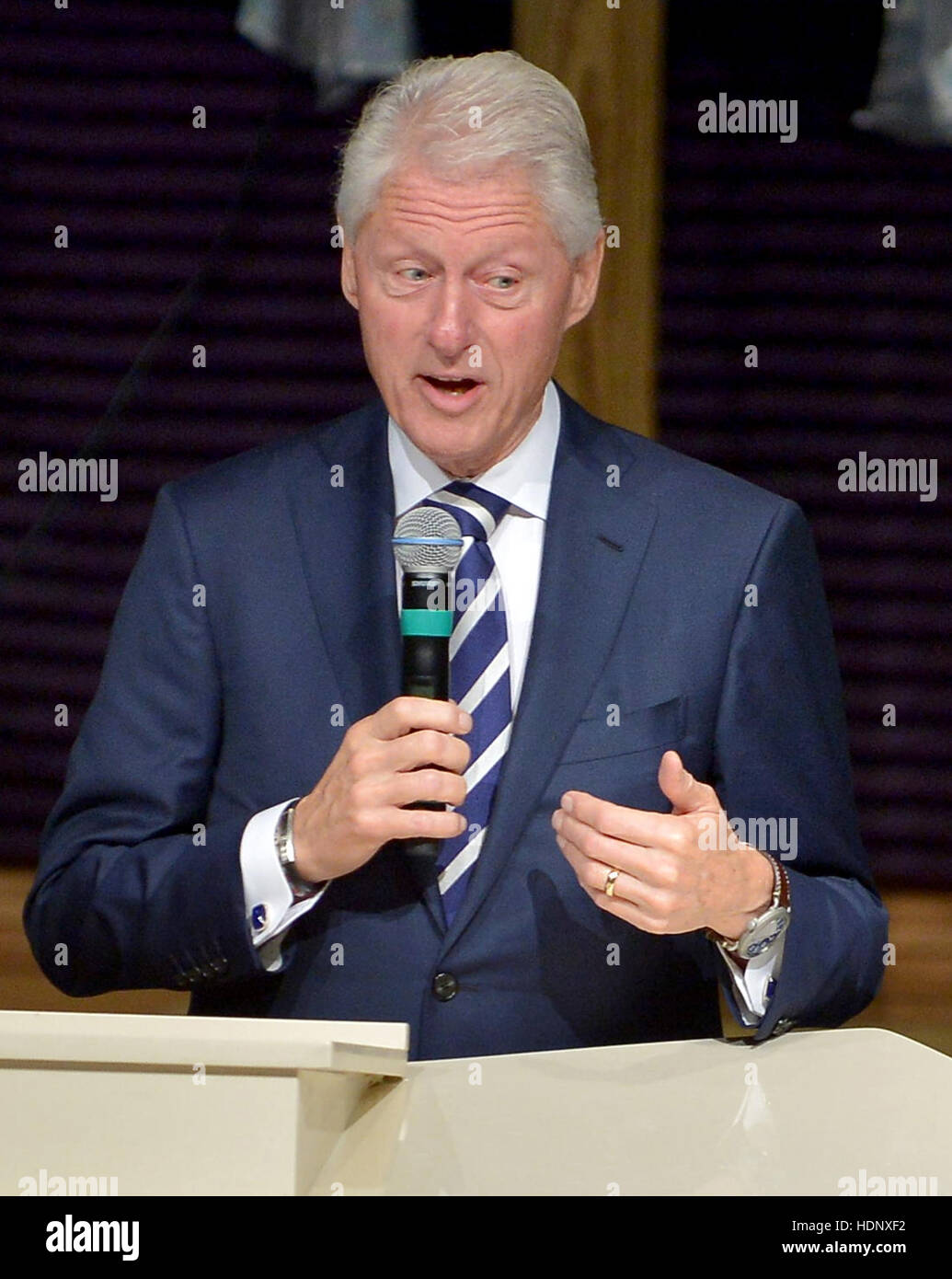 Bill Clinton, former U.S. President, speaking at the New Birth Baptist ...