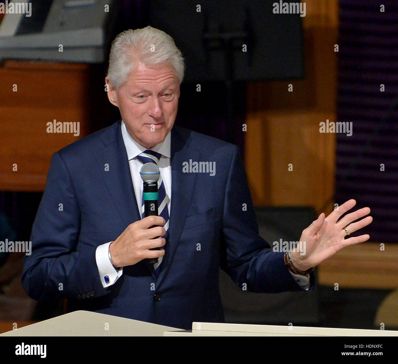 Bill Clinton, former U.S. President, speaking at the New Birth Baptist ...