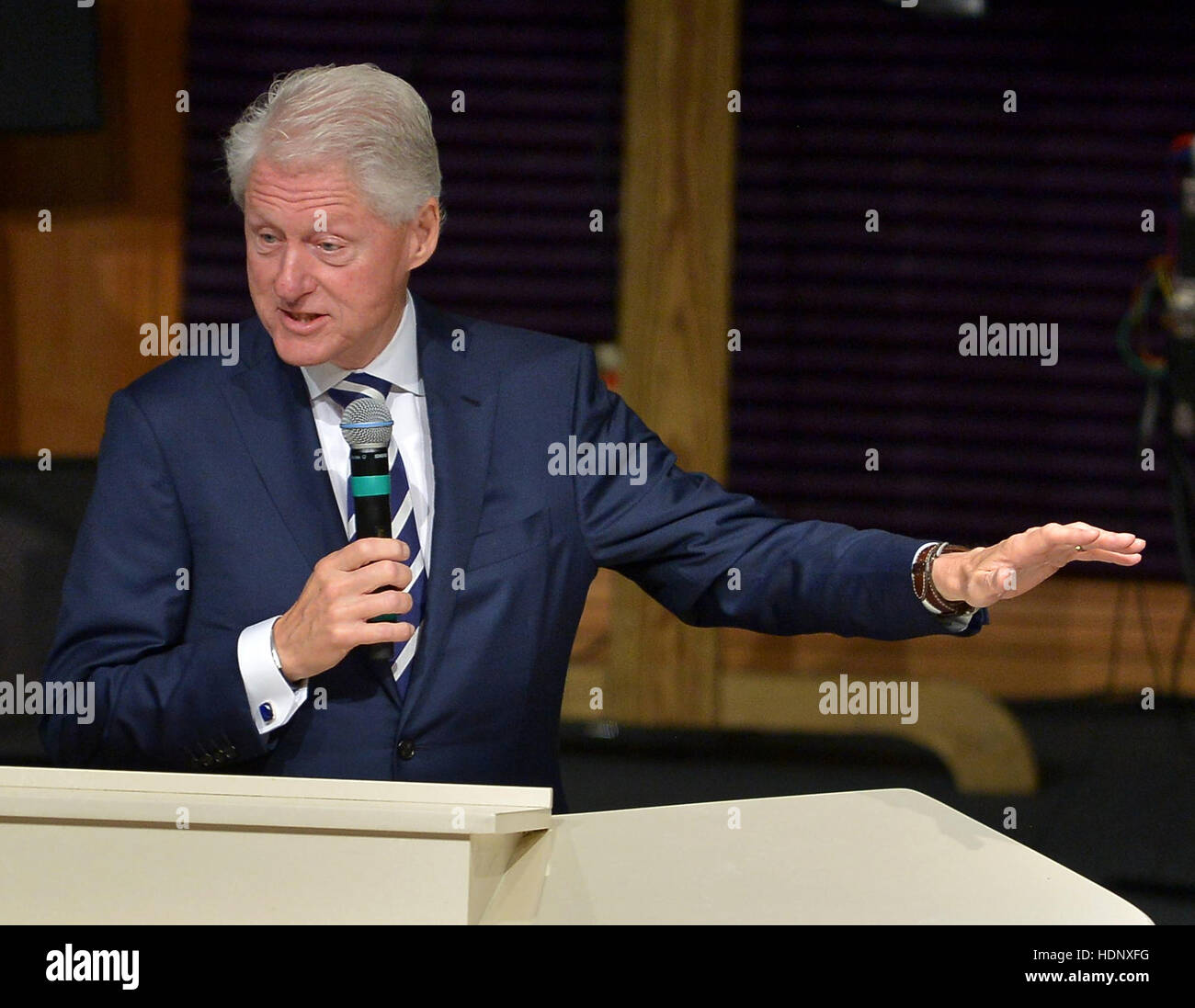 Bill Clinton, former U.S. President, speaking at the New Birth Baptist ...