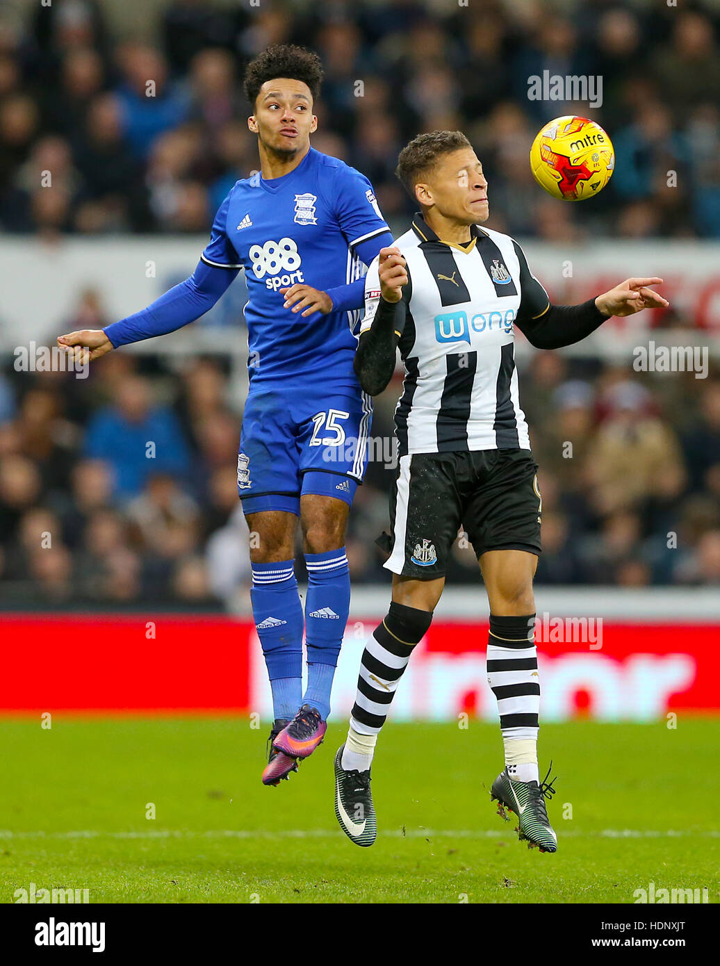 Birmingham City's Josh Cogley (left) and Newcastle United's Dwight ...