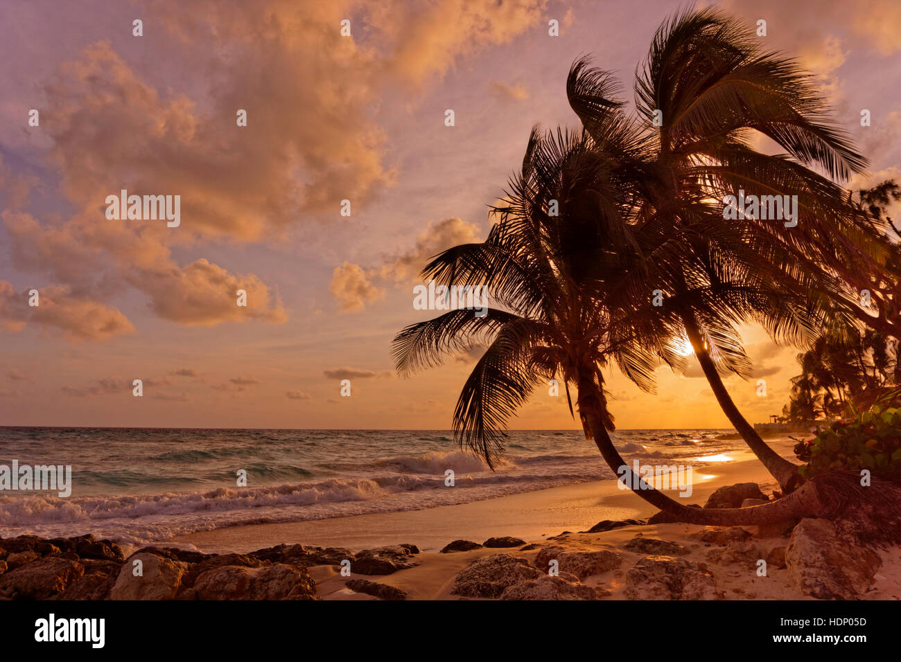 Sunset at Dover Beach, St. Lawrence Gap, South Coast, Barbados ...