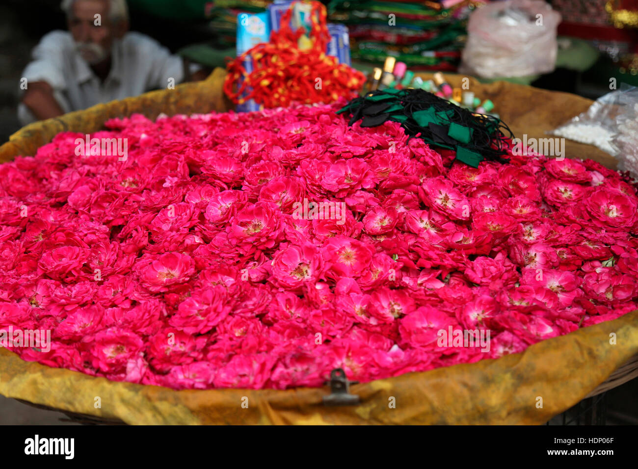 Red Roses for sale. Ajmer street market , Rajasthan India Stock Photo ...