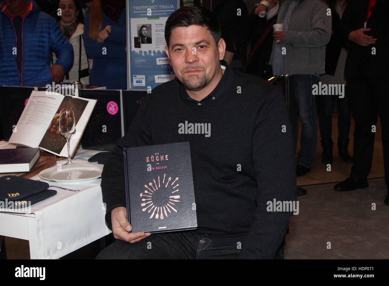 Tim Maelzer presenting his new book 'Die Küche' at Thalia Buchhandlung ...