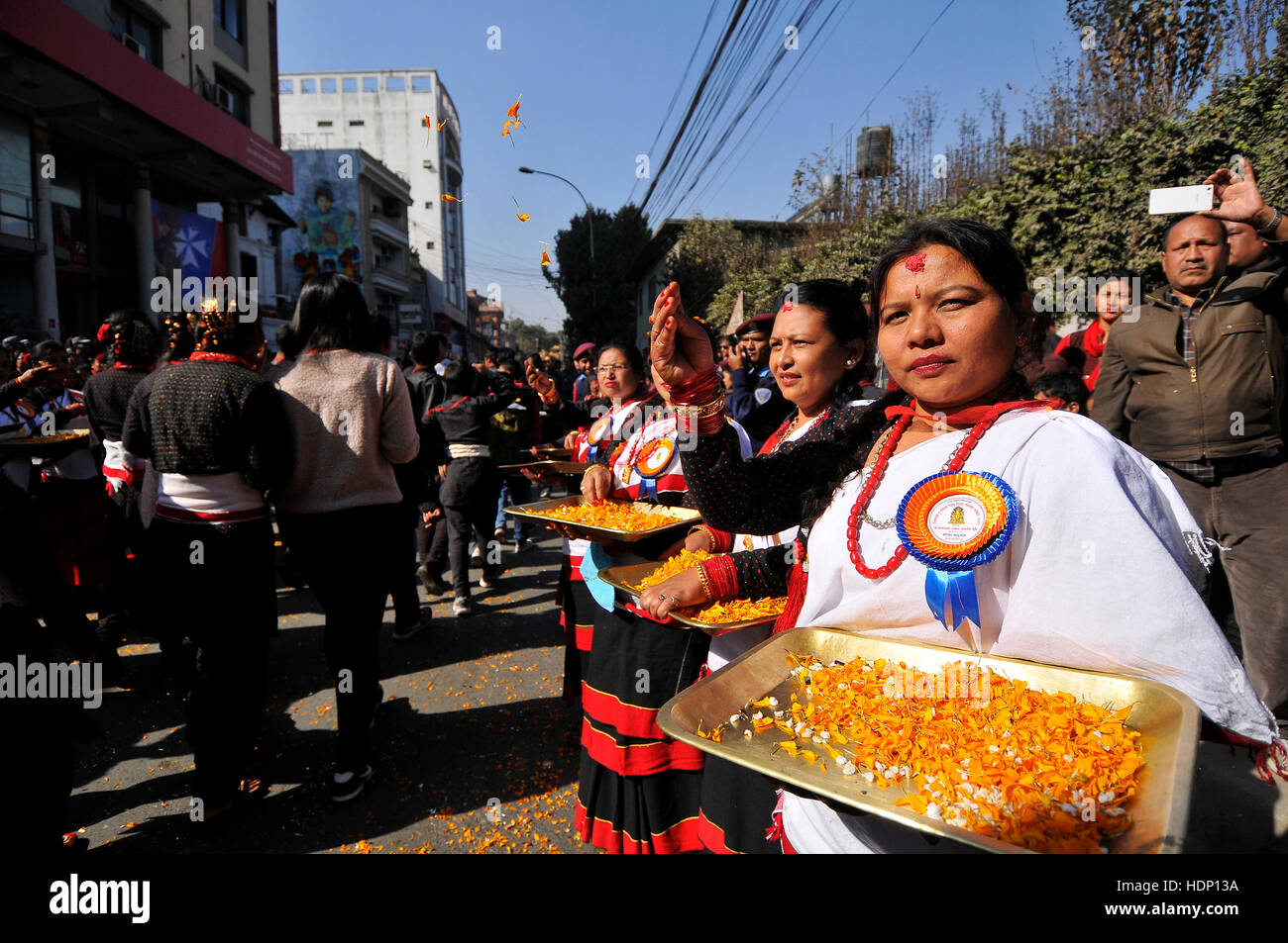 Kathmandu, Nepal. 13th Dec, 2016. People from Newar community, offering ...
