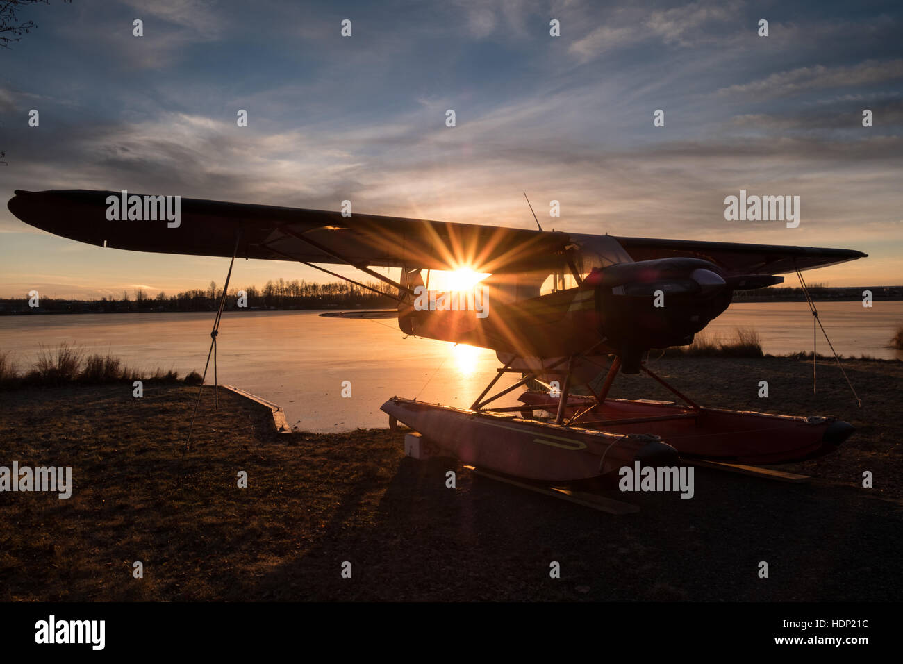 Seaplane Sunset Alaska Stock Photo - Alamy