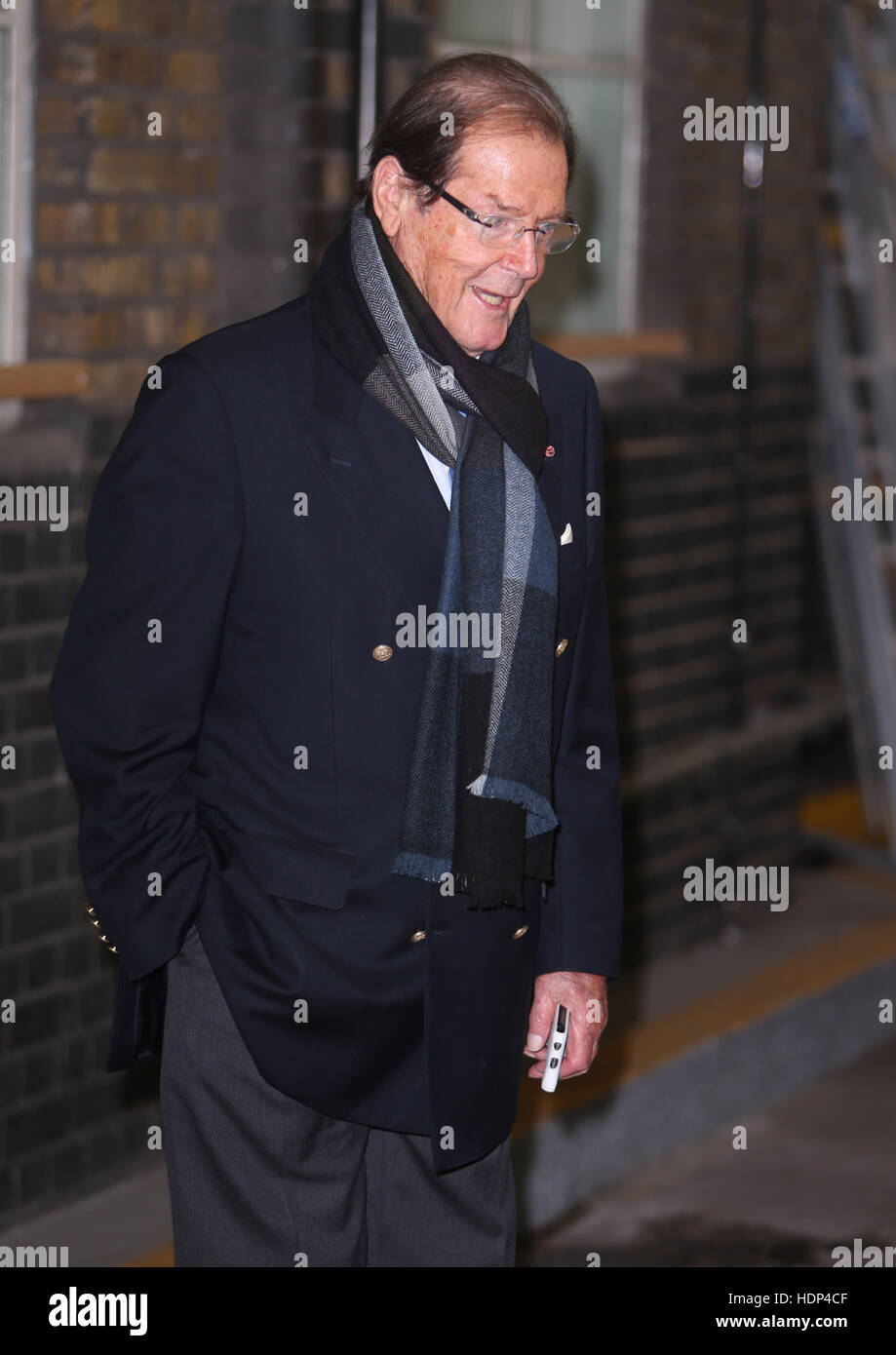 Roger Moore outside ITV Studios Featuring: Roger Moore Where: London ...