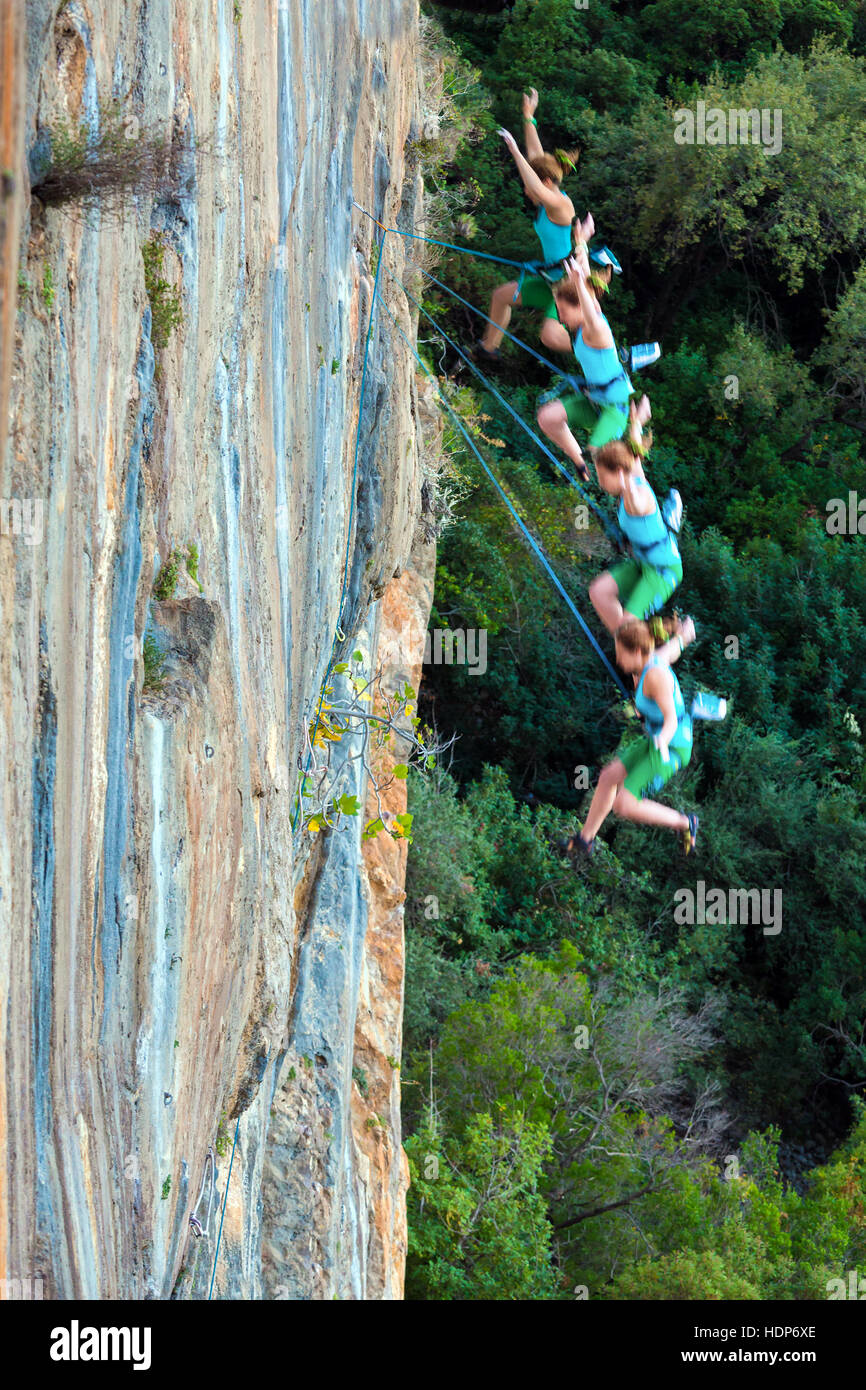 Multiple continues Shoot of falling Rock Climber Stock Photo - Alamy
