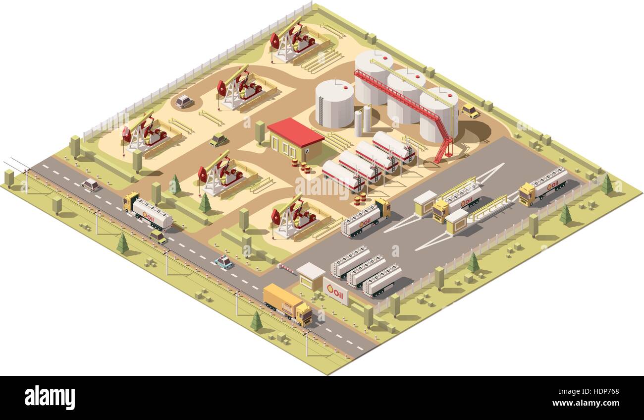 Vector isometric low poly oil field Stock Vector Image & Art - Alamy