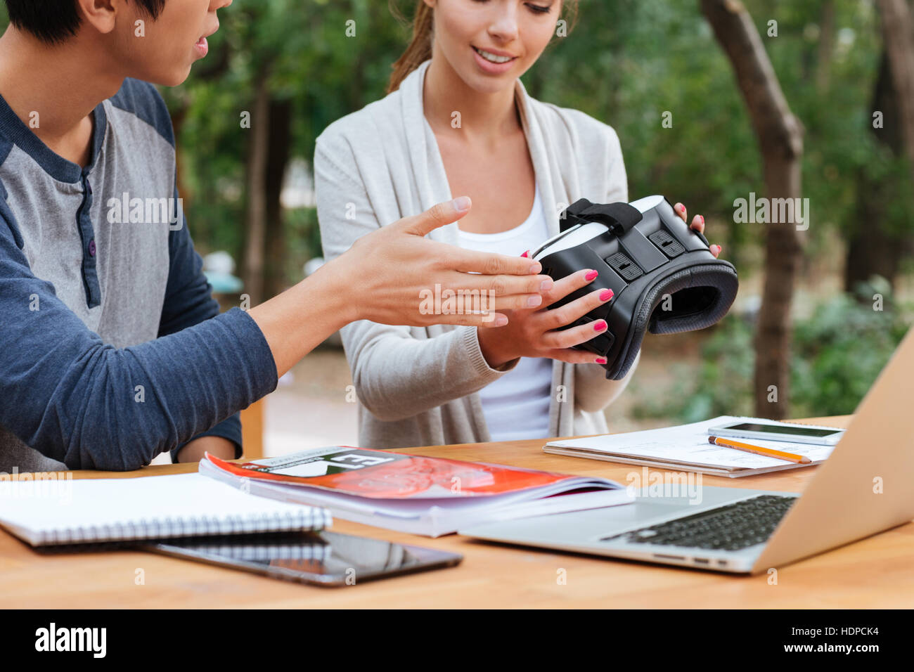 Happy excited man and woman talking hi-res stock photography and images ...