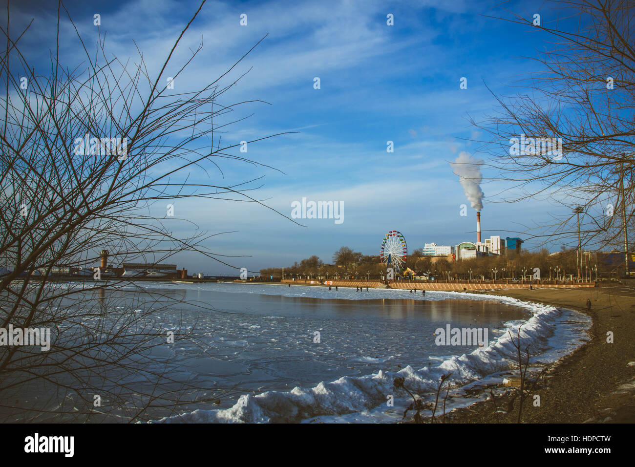 the city of winter sea Stock Photo - Alamy