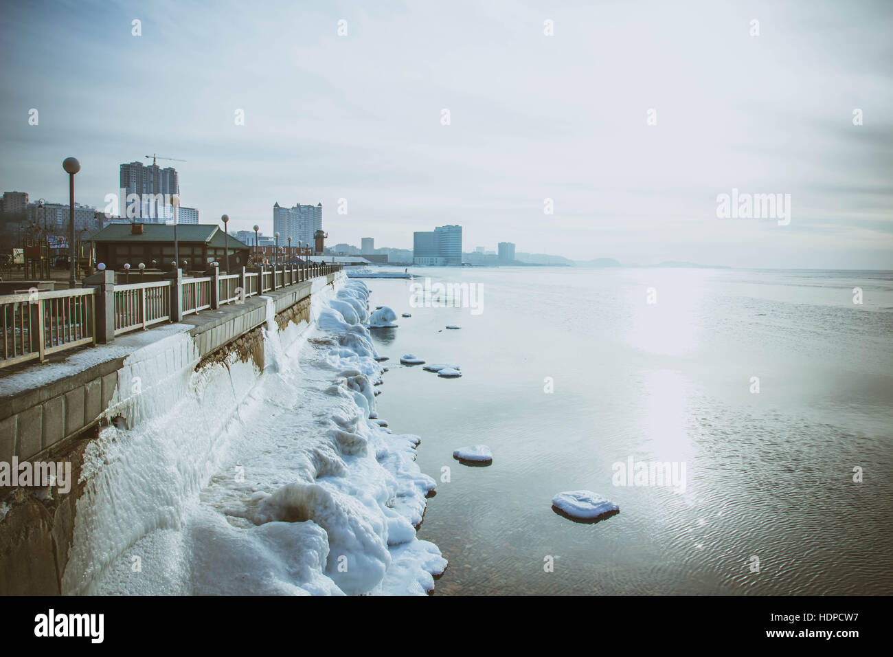 the city of winter sea Stock Photo - Alamy