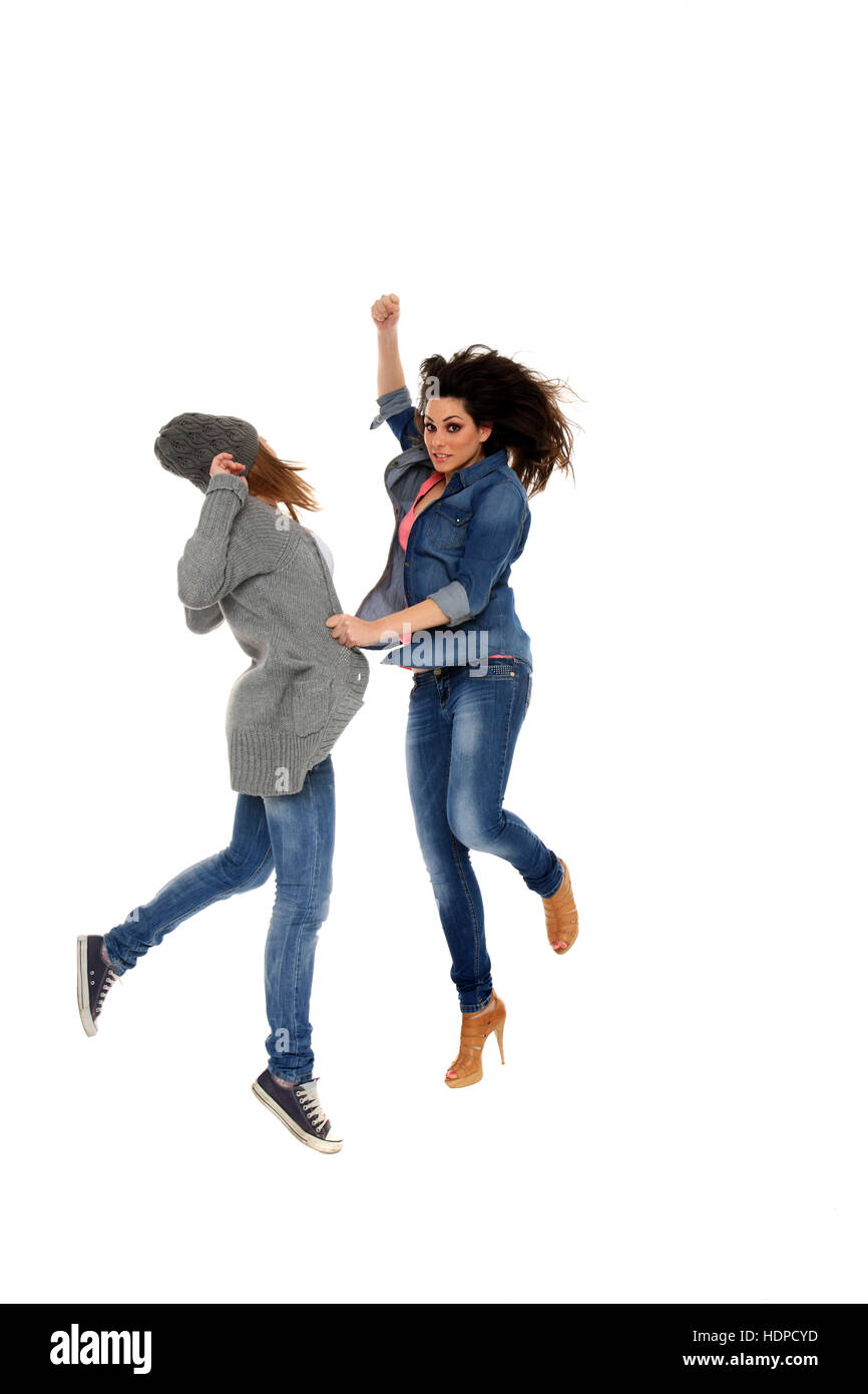 two young girls are fighting each other Stock Photo - Alamy