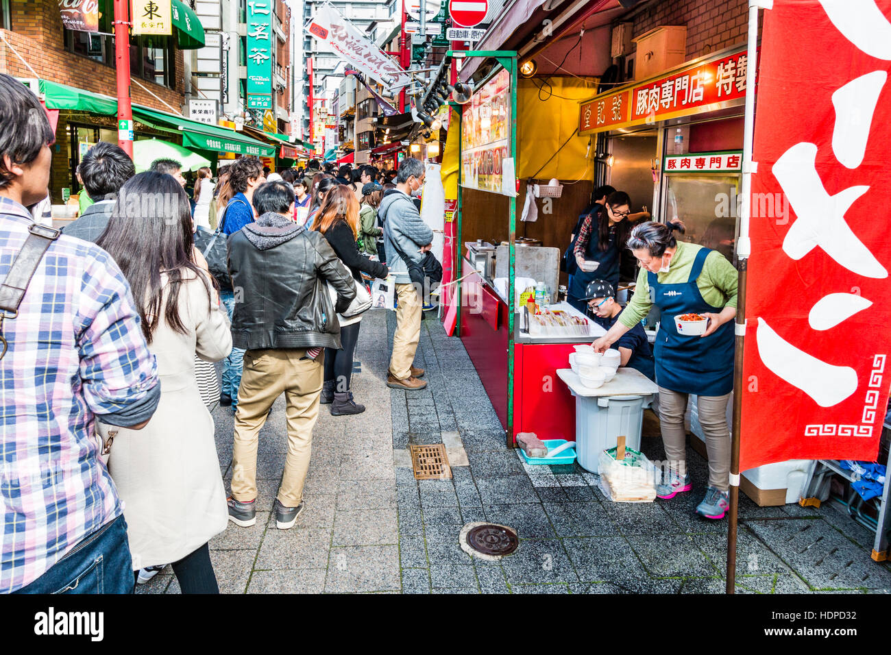 Japan, Kobe, Nankinmachi, Chinatown. Popular busy narrow street with ...