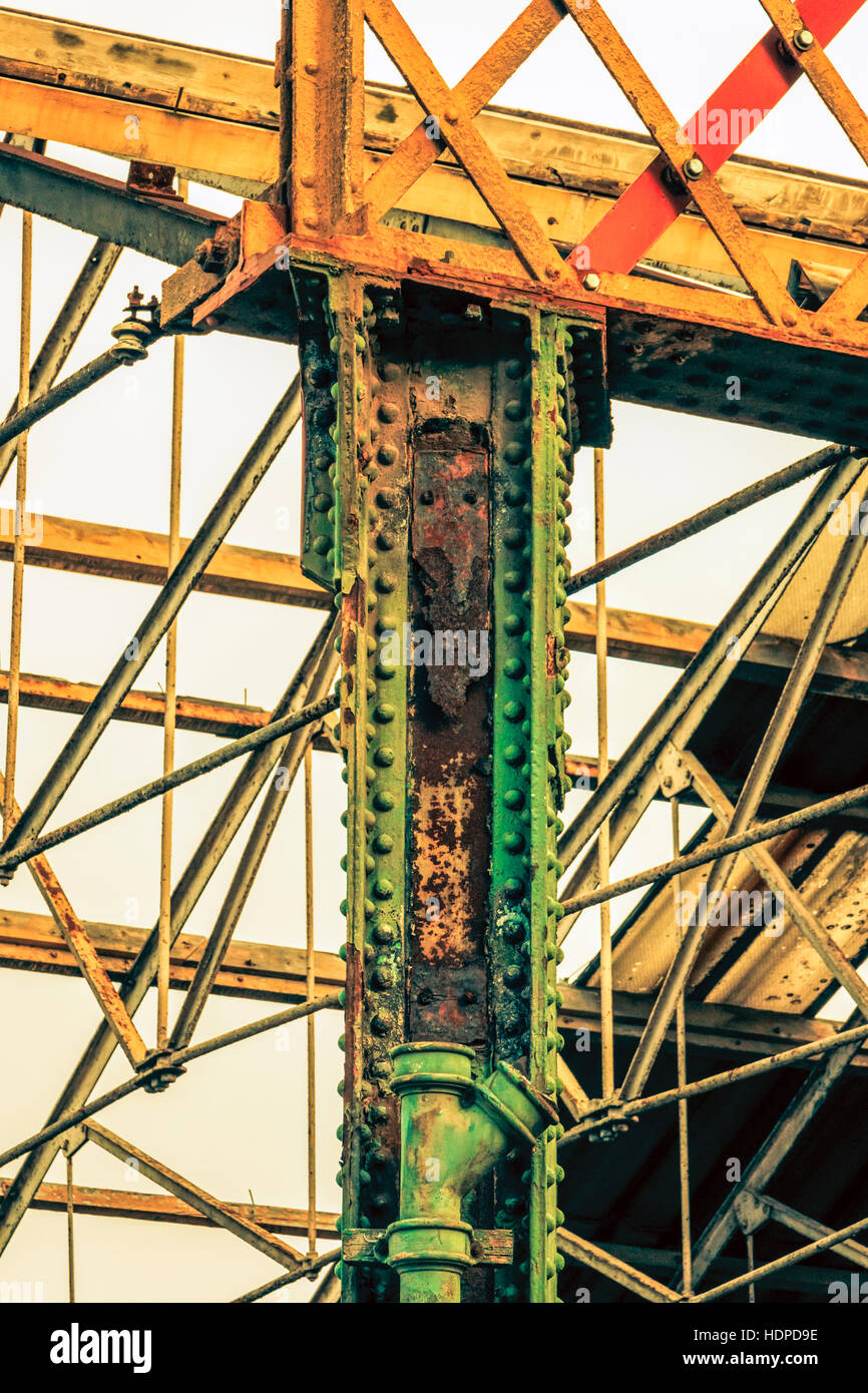 Girders and ironwork in the roof structure of the goods yards and ...