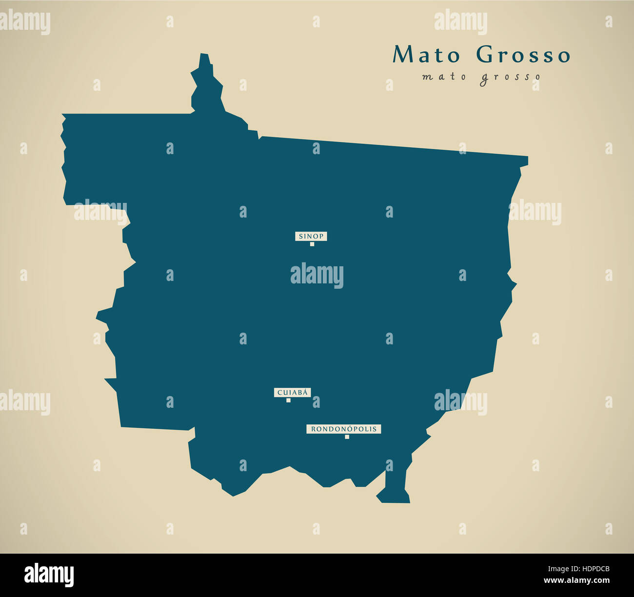 Modern Map - Mato Grosso BR Brazil Illustration Stock Photo - Alamy