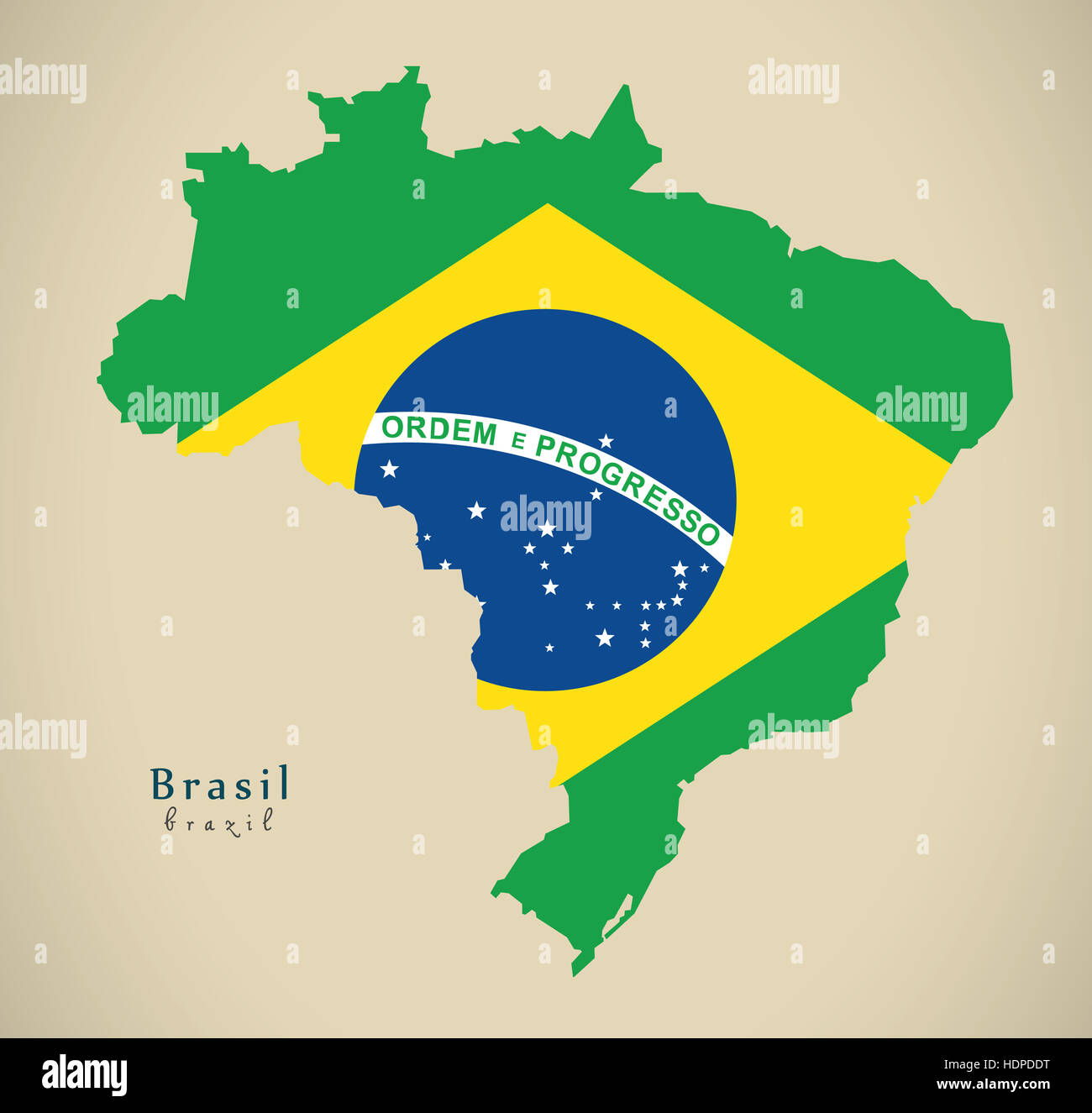 Modern Map - Brasil coloured BR Brazil Illustration Stock Photo - Alamy