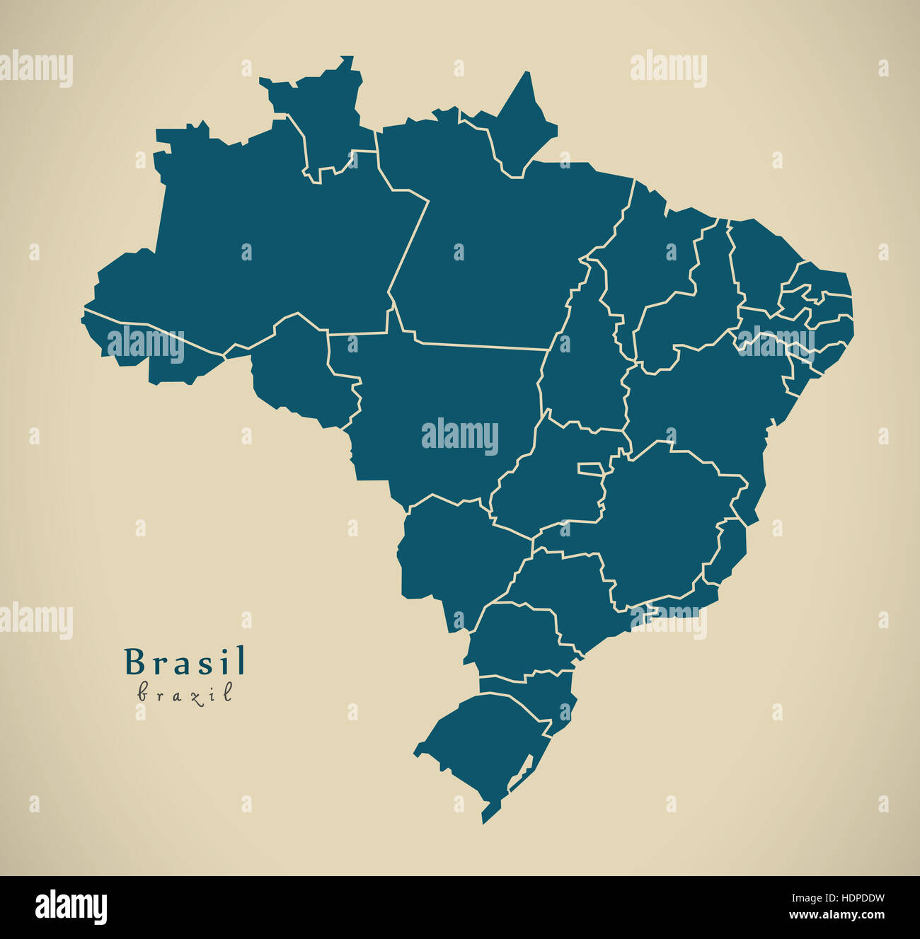 Modern Map - Brasil with districts BR Brazil Illustration Stock Photo ...