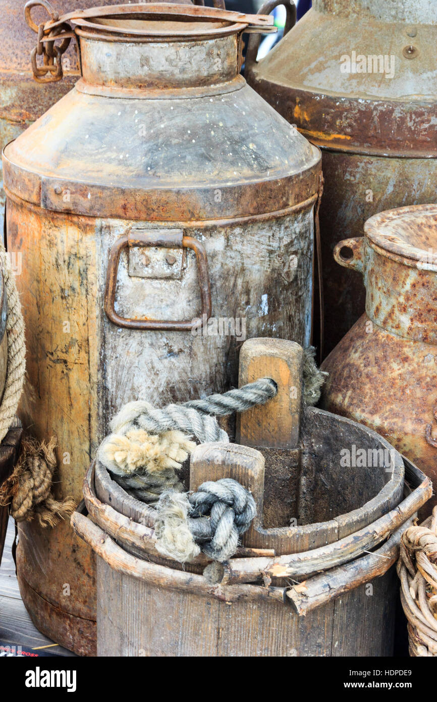 Old farm milk container churn bucket hi-res stock photography and ...