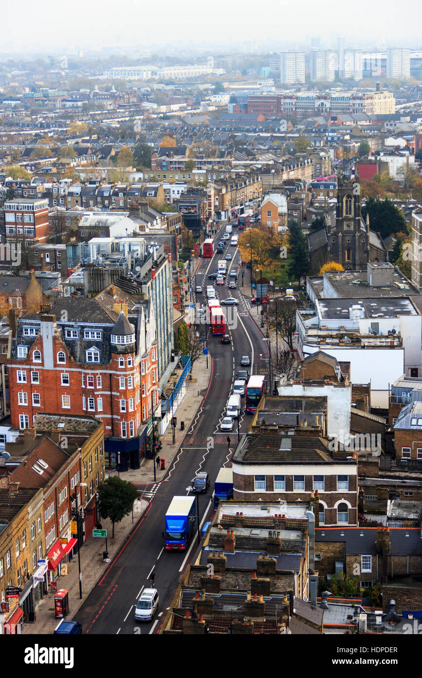 View over London from the top of Archway Tower, North London, UK ...