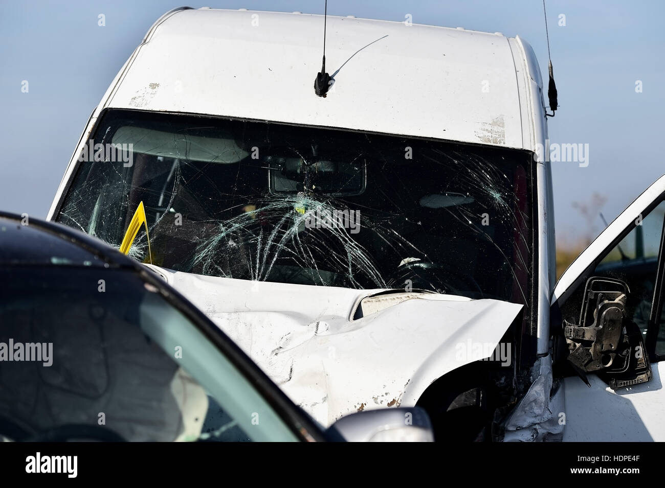 Detail with damage automobile after a car crash accident Stock Photo ...