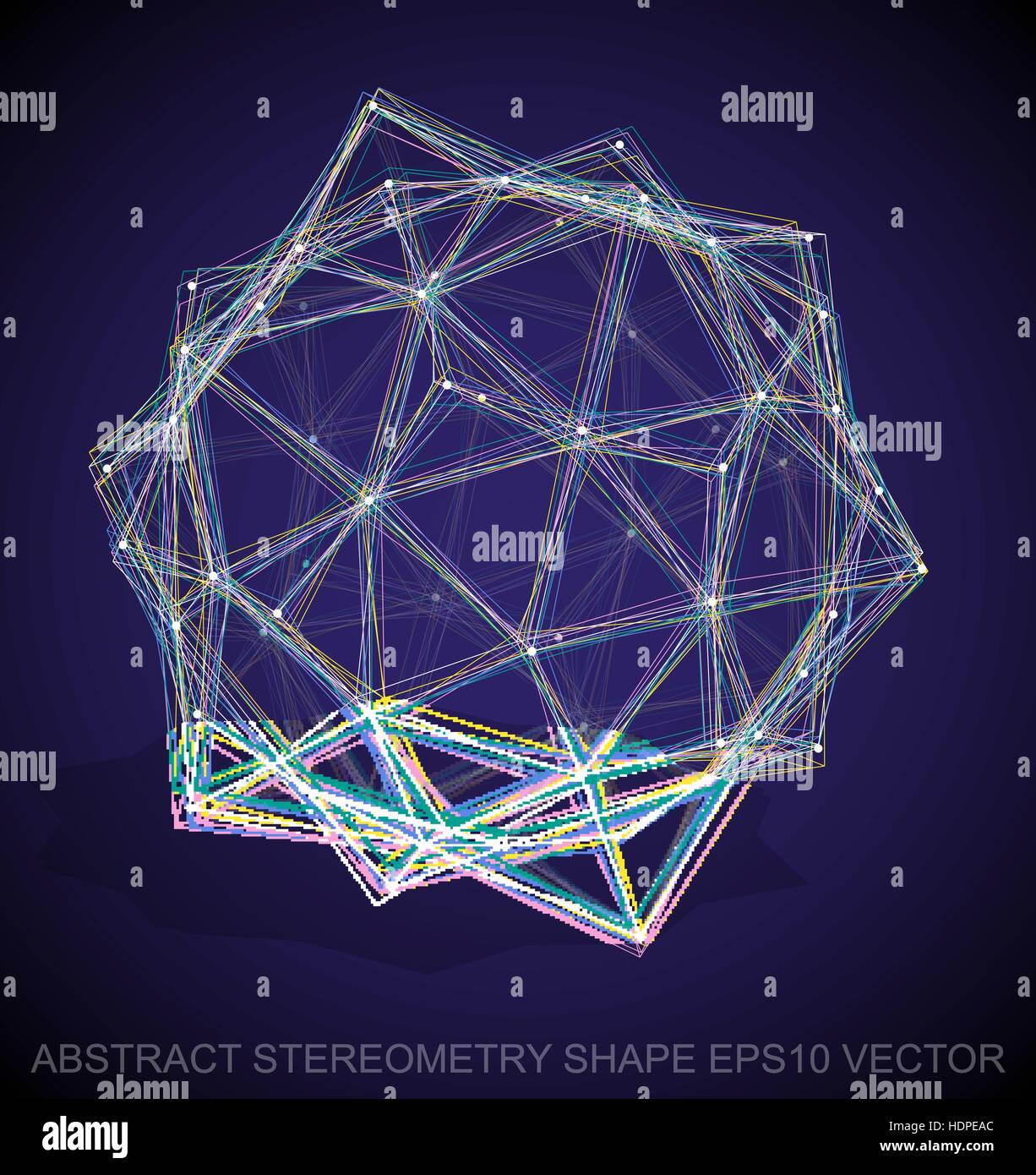 Abstract stereometry shape: Multicolor sketched Dodecahedron with ...