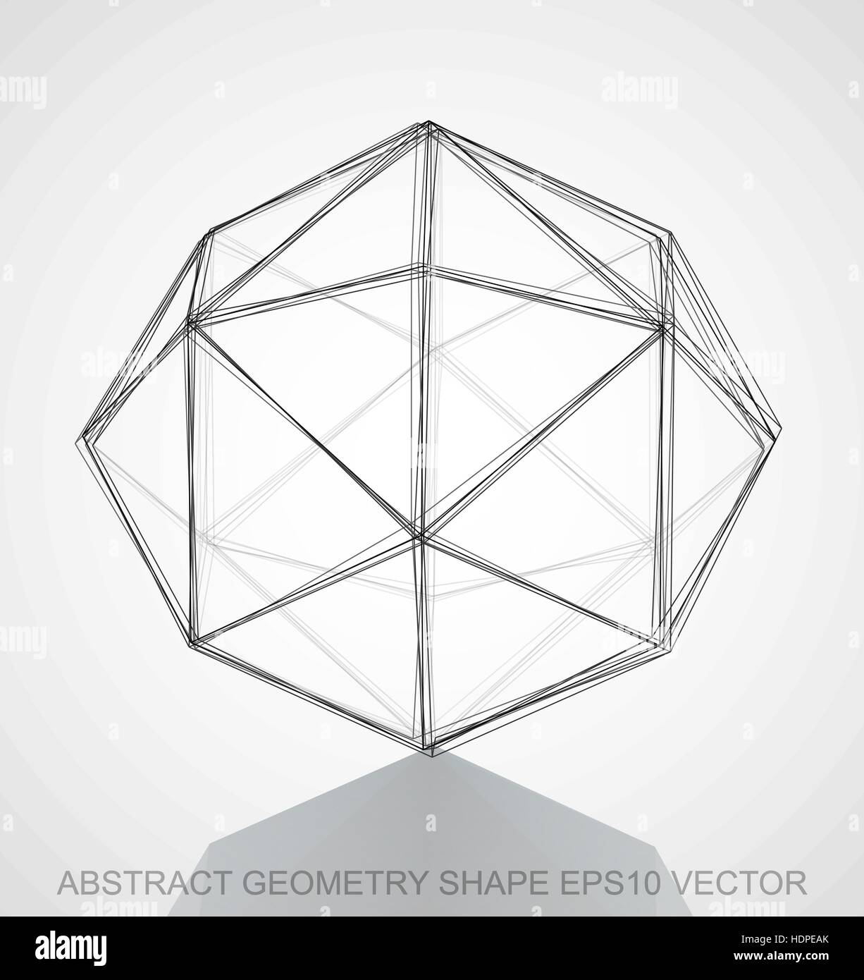 Abstract stereometry shape: Ink sketched Octahedron with Reflection ...