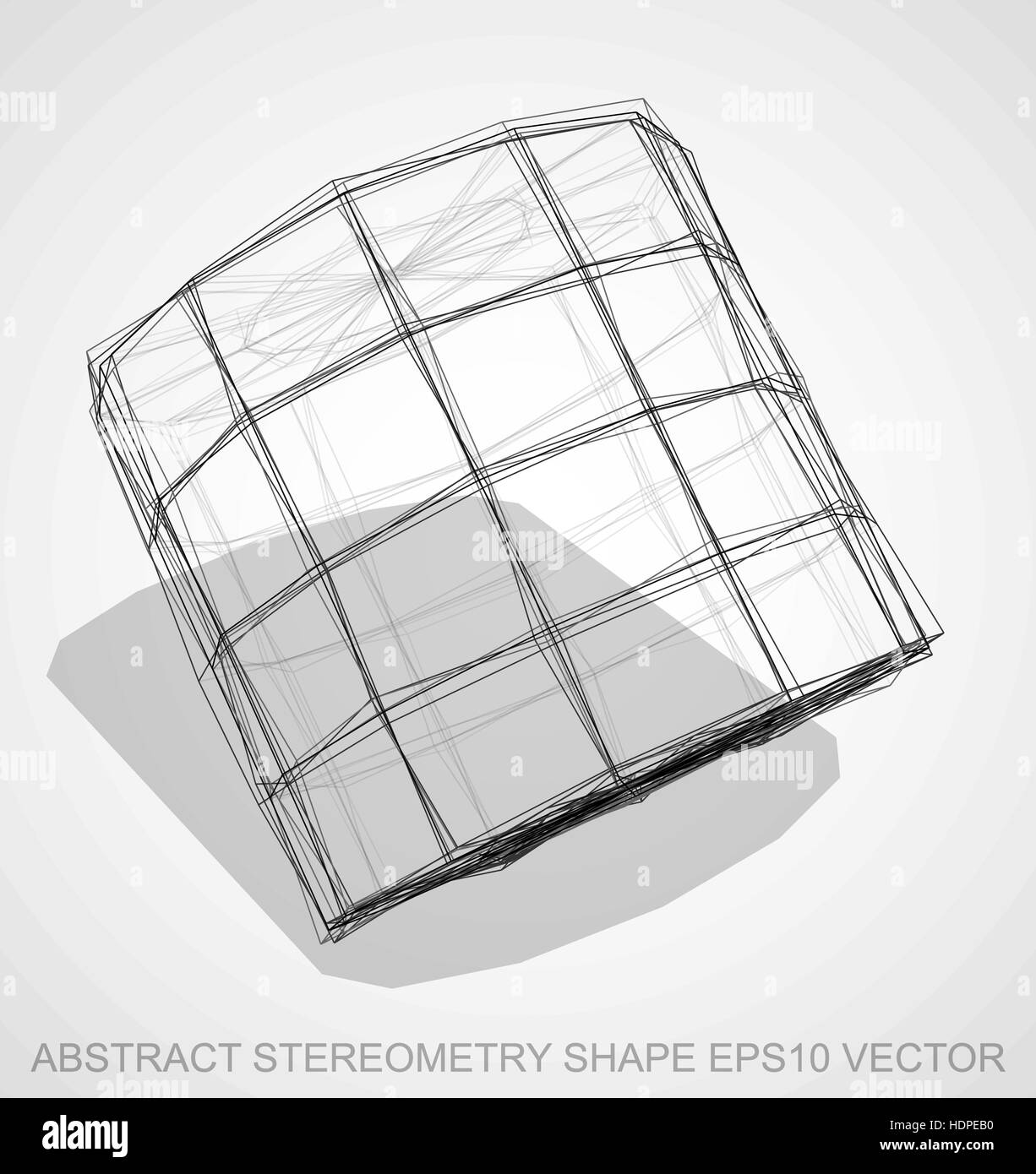 Abstract stereometry shape: Ink sketched Cylinder with Transparent ...