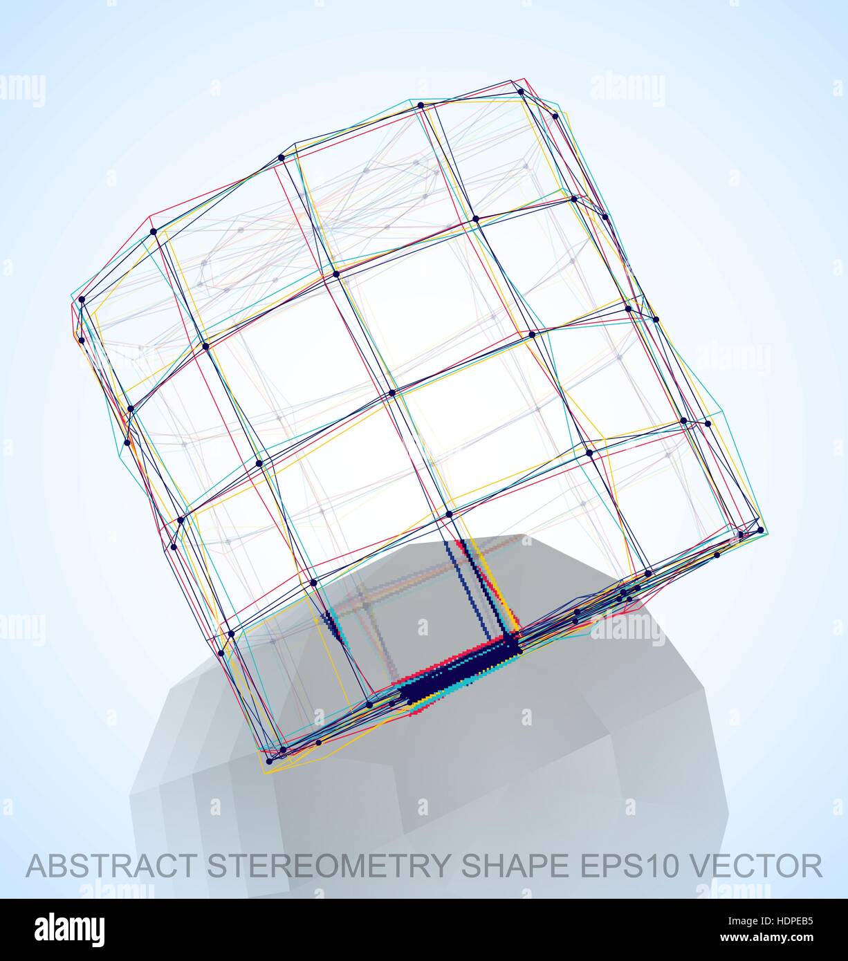 Abstract stereometry shape: Multicolor sketched Cylinder with ...
