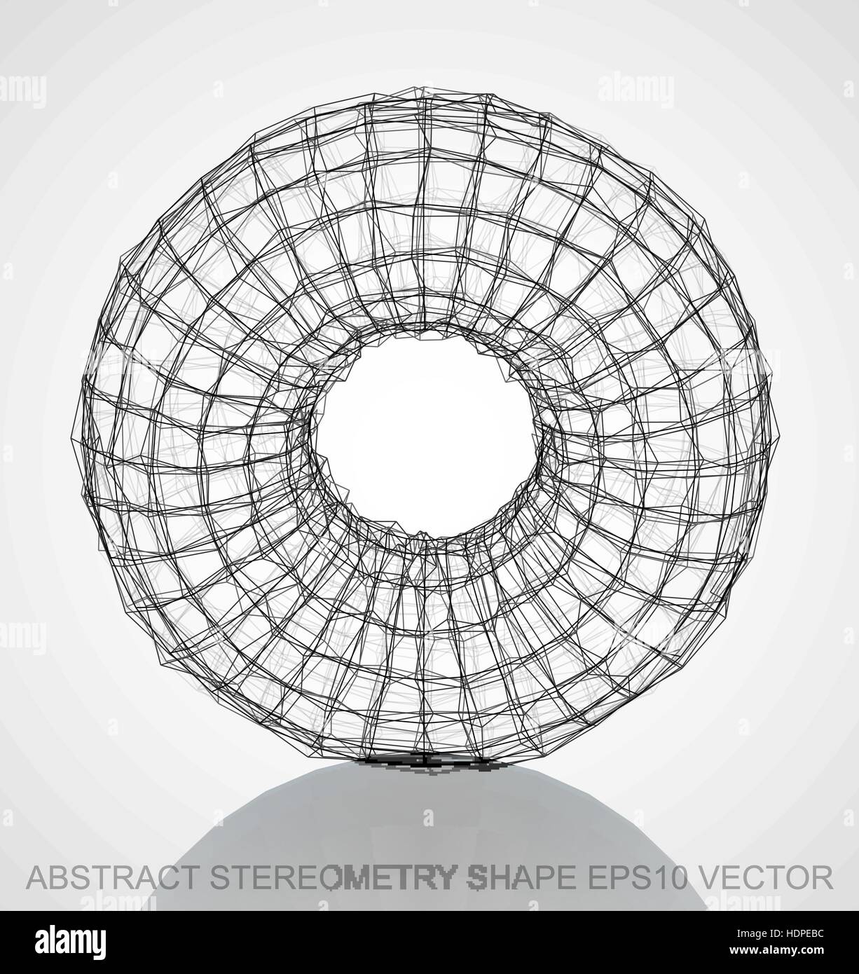Abstract stereometry shape: Ink sketched Torus with Reflection. Hand ...